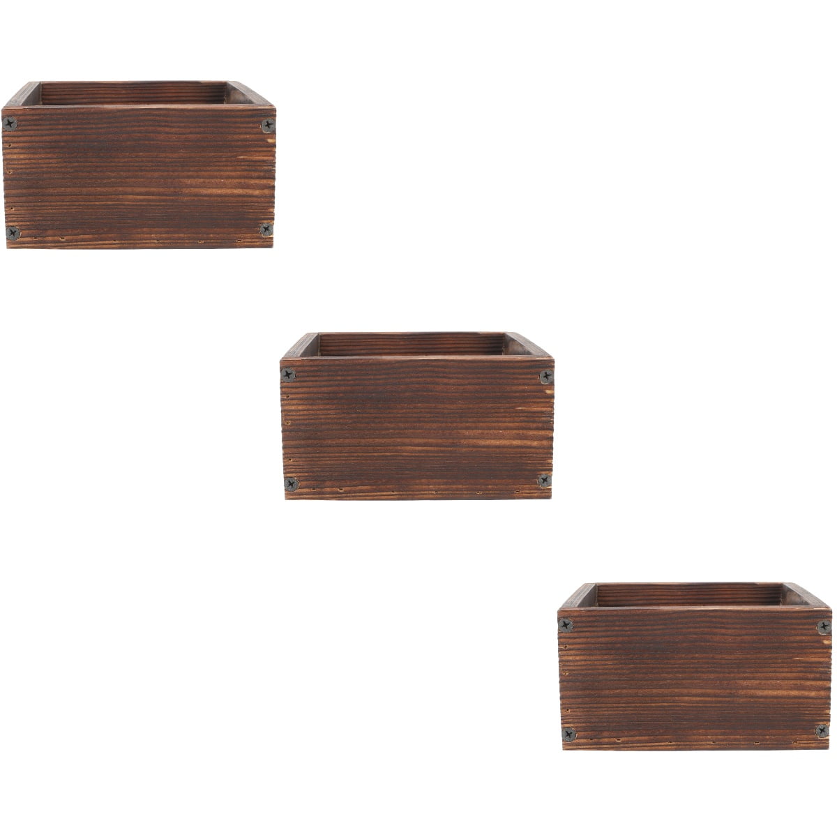 OUNONA 3pcs Wooden Bucket Planters Wood Flower Bucket Cube Planter Box ...