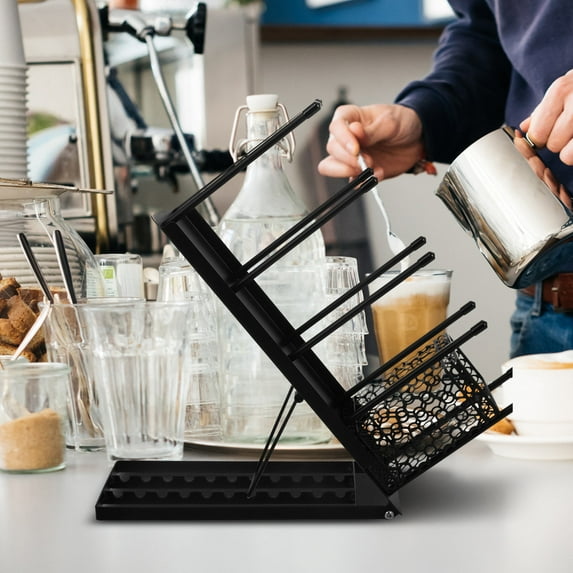 OUNONA 4 Compartment Metal Cup Organizer Adjustable Lid Holder ...