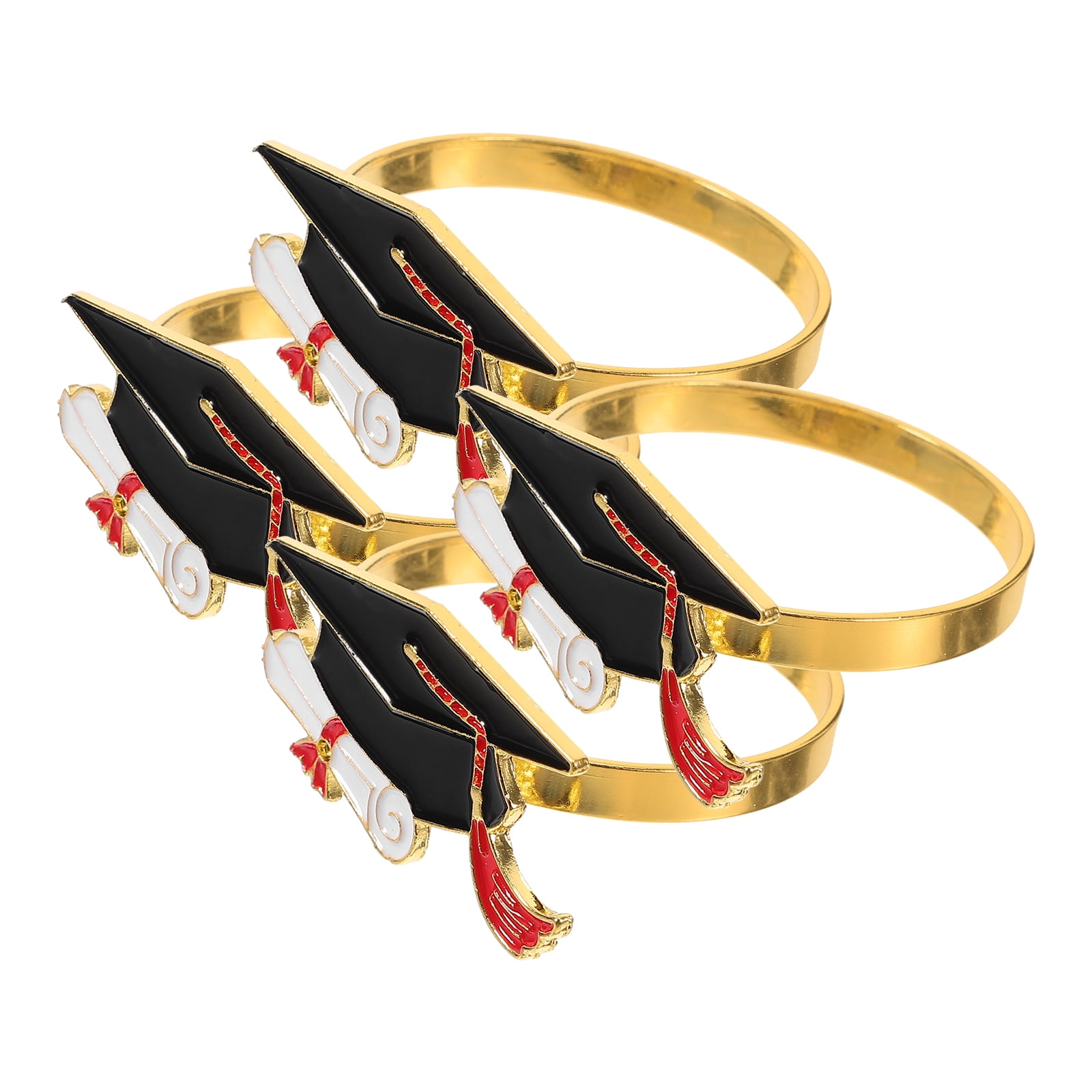 OUNONA Graduation Cap Napkin Ring Set of 4 Creative Alloy Party ...