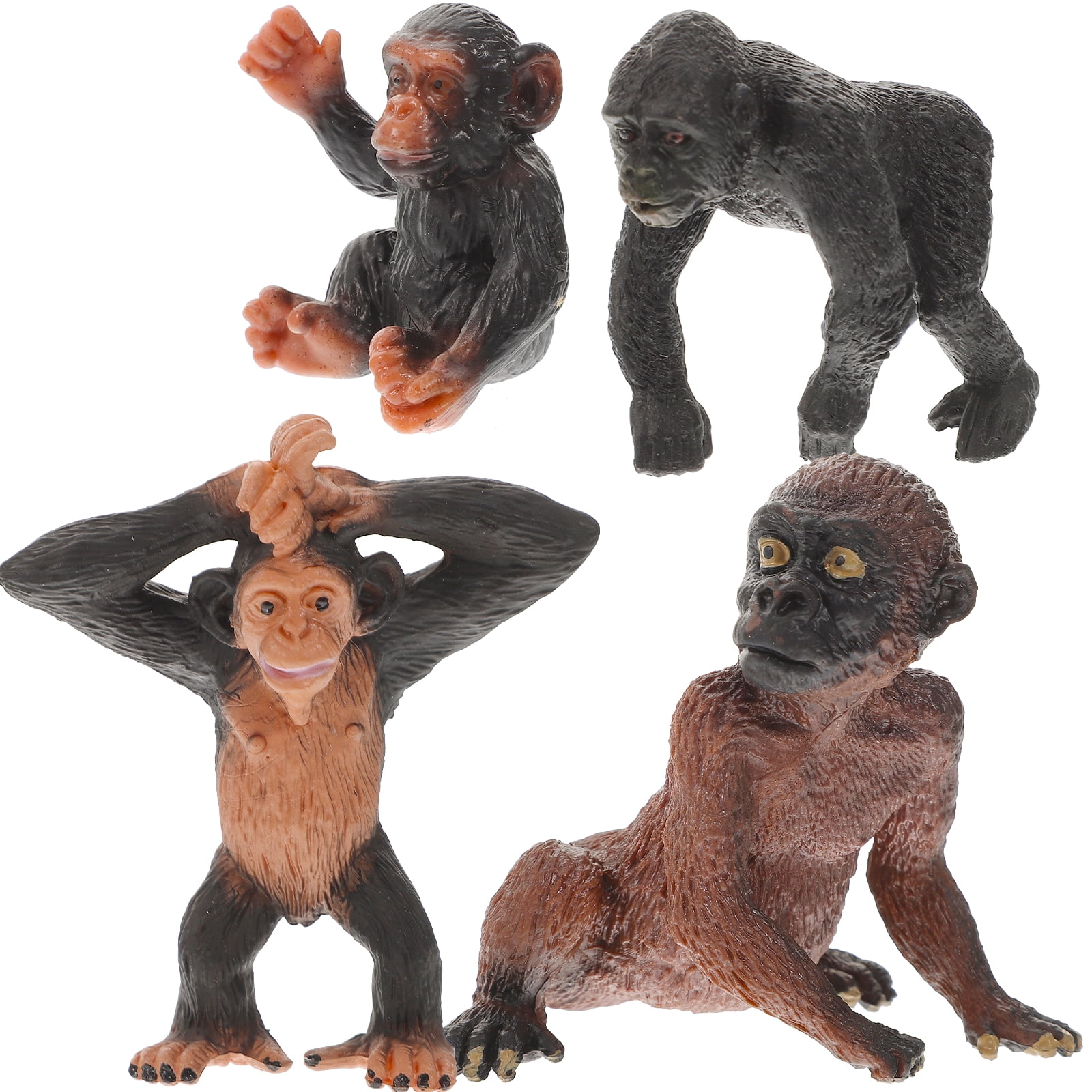 OUNONA 4 Pcs Orangutan Toy Model Animal Figurine Set Toddler Child ...