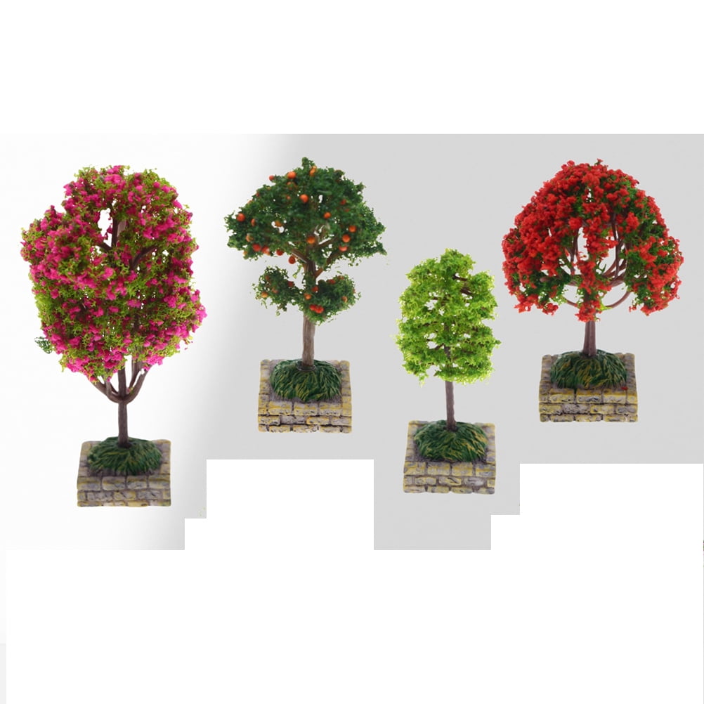 OUNONA 4 Pcs Trees for Diorama Doll House Simulation Tree 10.50X5.00X2 ...