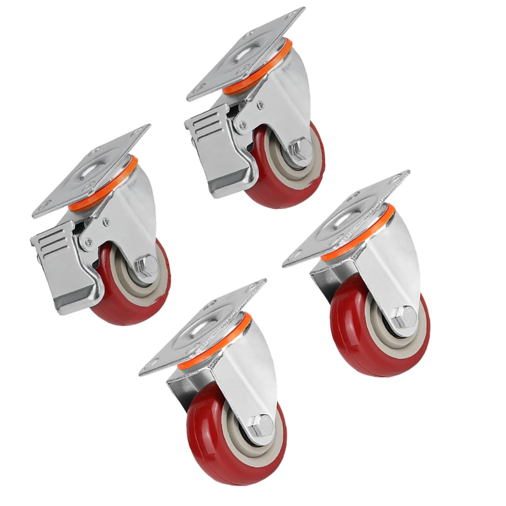 OUNONA 4 Pcs Universal Wheel with Brake Luggage Cart Wheels Caster Work ...