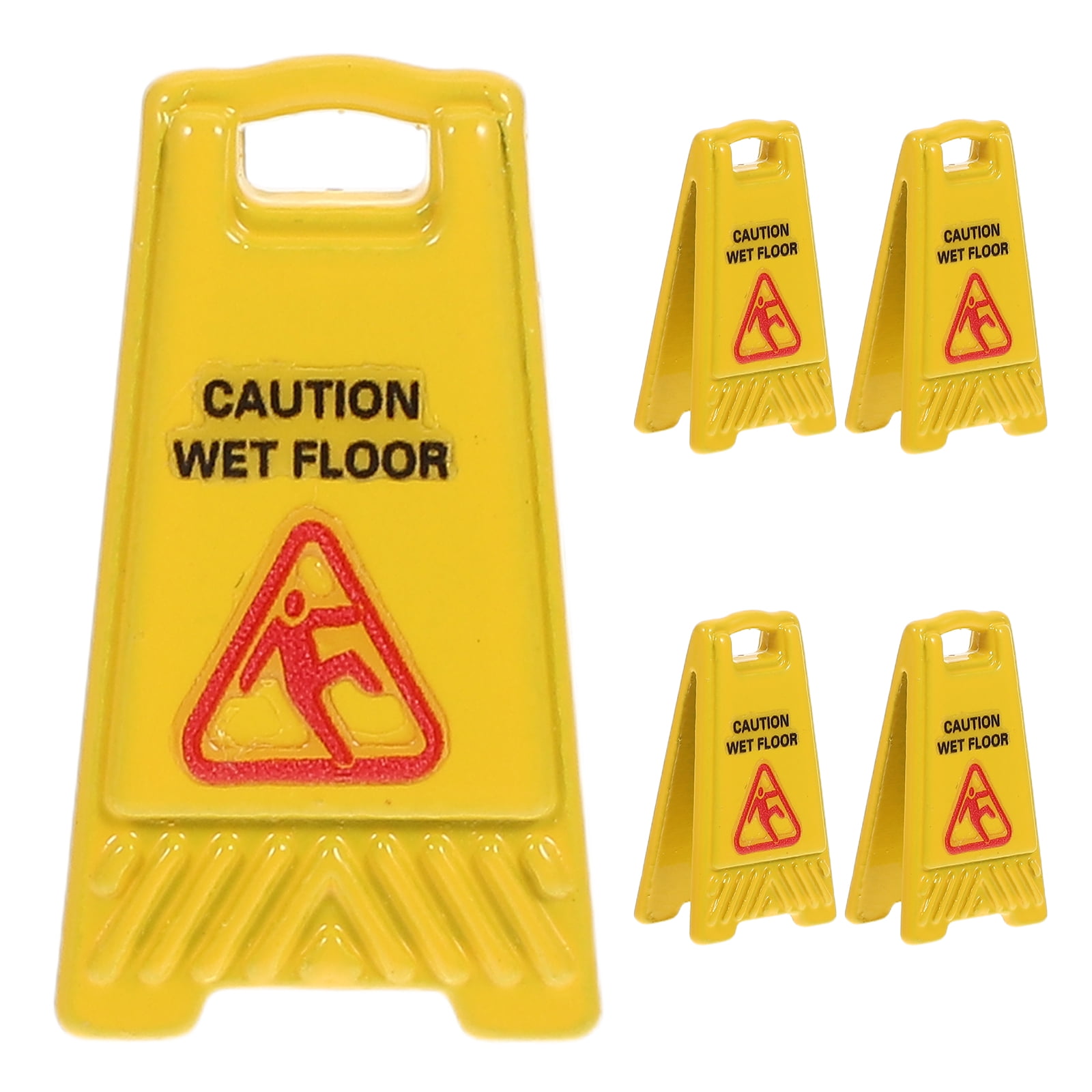OUNONA 4-Piece Miniature Dollhouse Warning Signs Set, Yellow Plastic ...