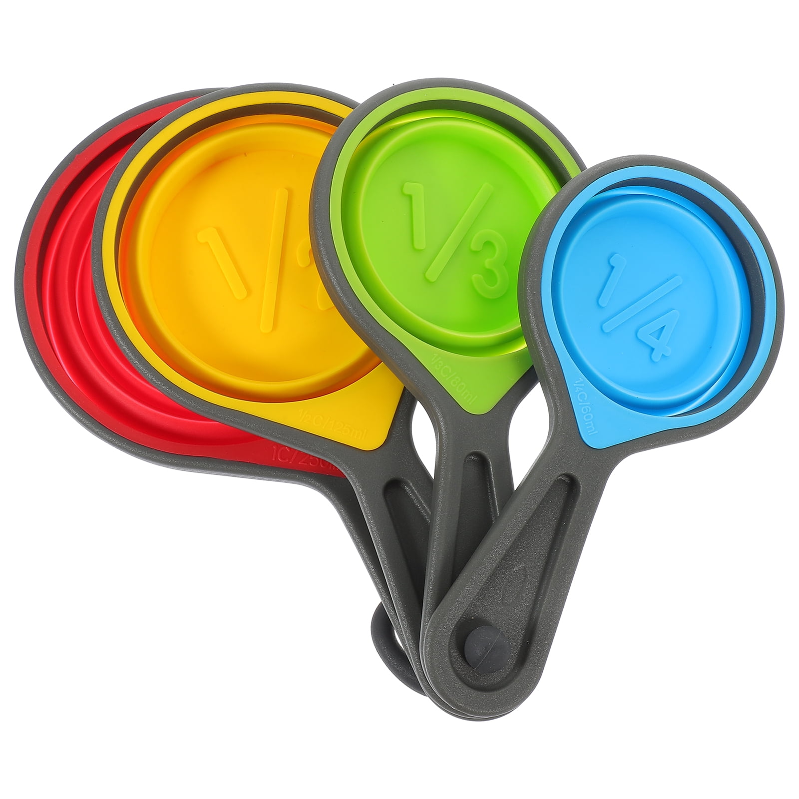 OUNONA 4-Piece Folding Silicone Measuring Spoons Set, Colorful Kitchen ...