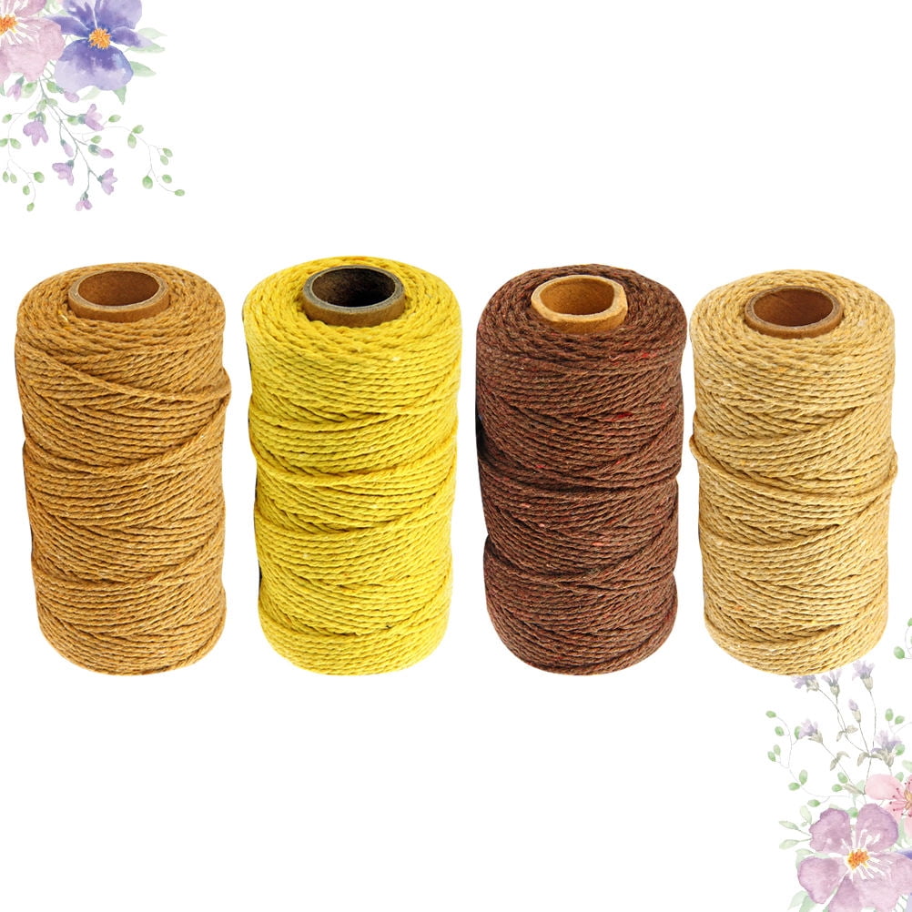 OUNONA 4 Roll Brown Crafts Colored Cotton Rope Braided Cotton Rope 10*5 ...
