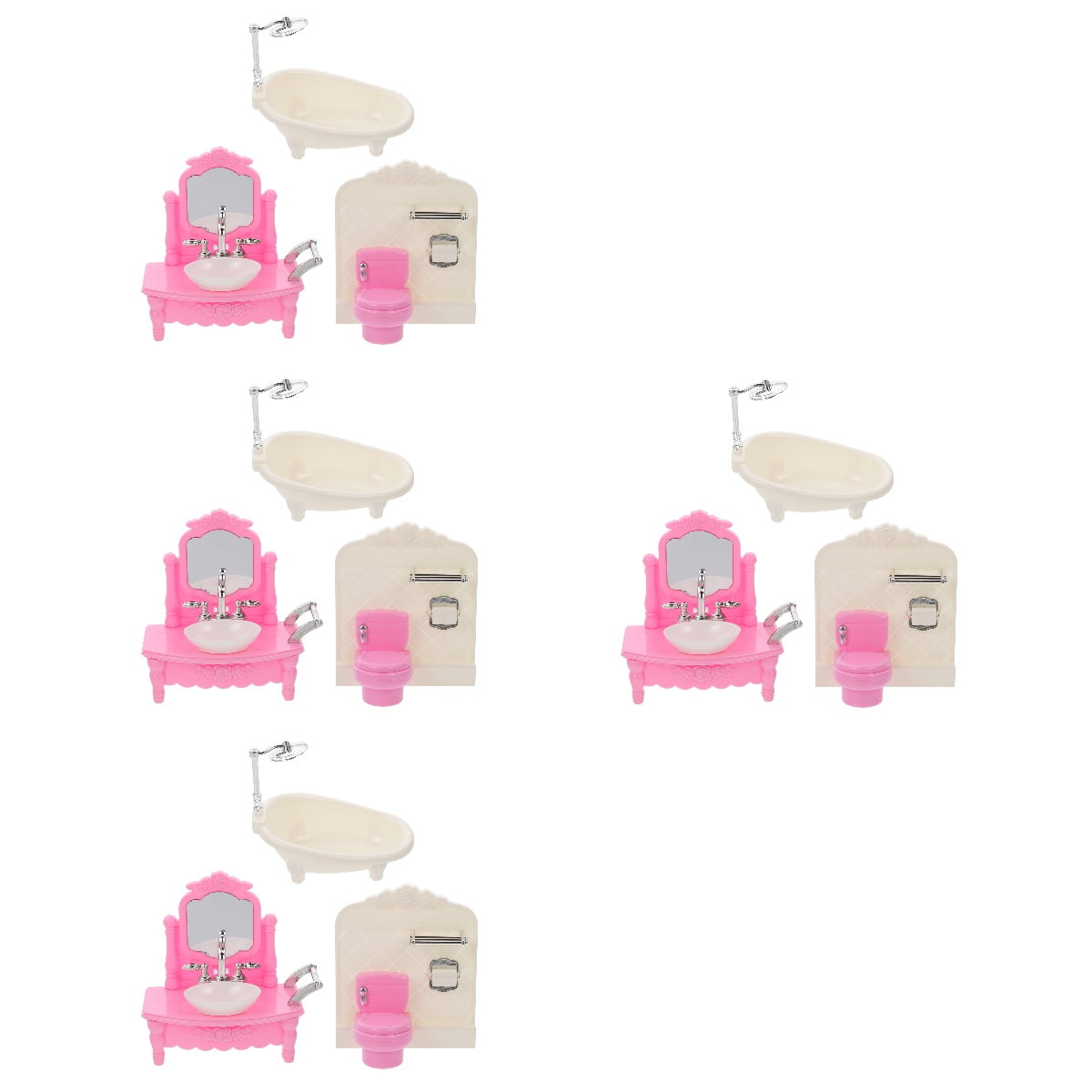 OUNONA 4 Sets Mini House Bathroom Furniture Miniature Bathtub Toilet ...