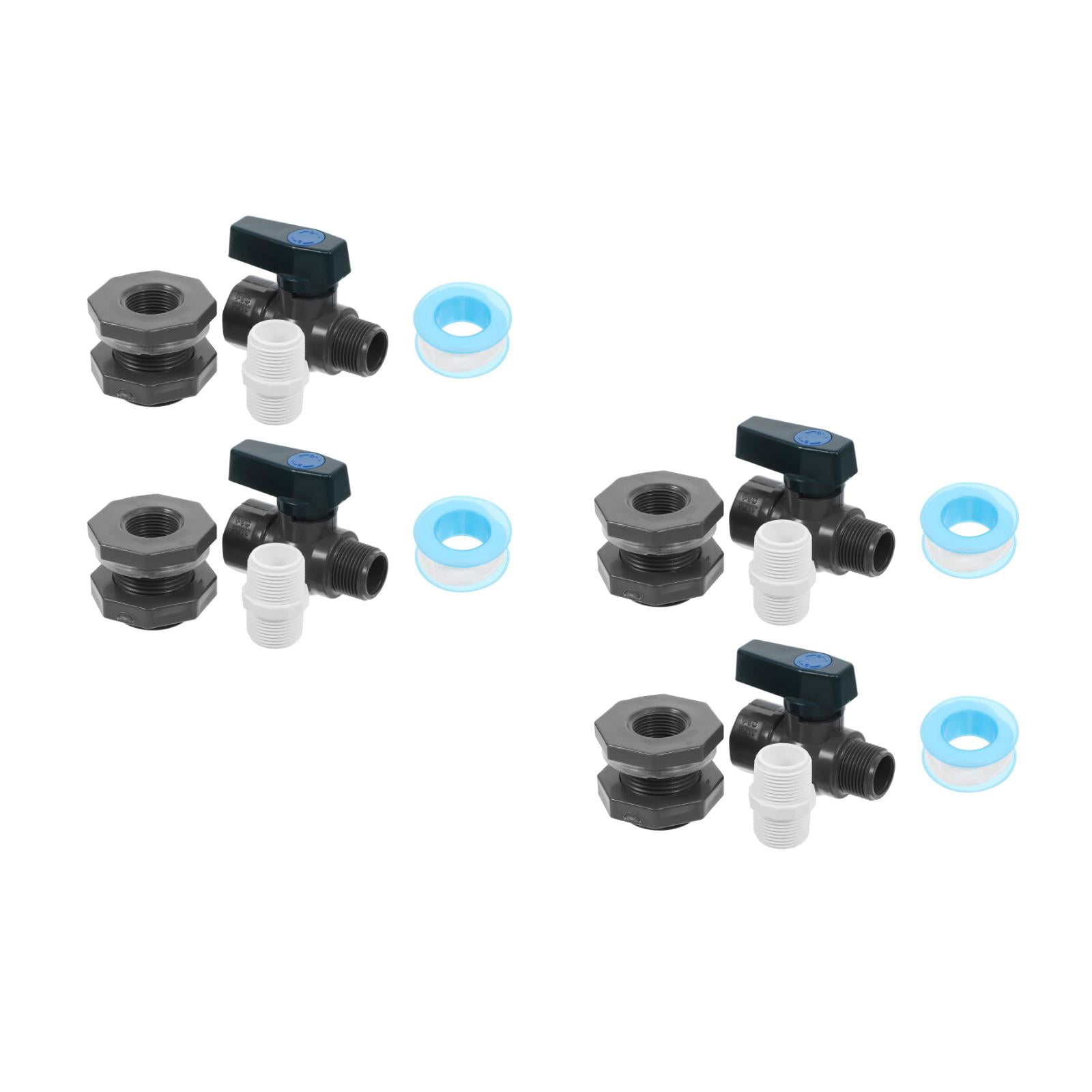 OUNONA 4 Sets Rain Barrel Spigot Kit with PVC Bulkhead Fitting Adapter ...