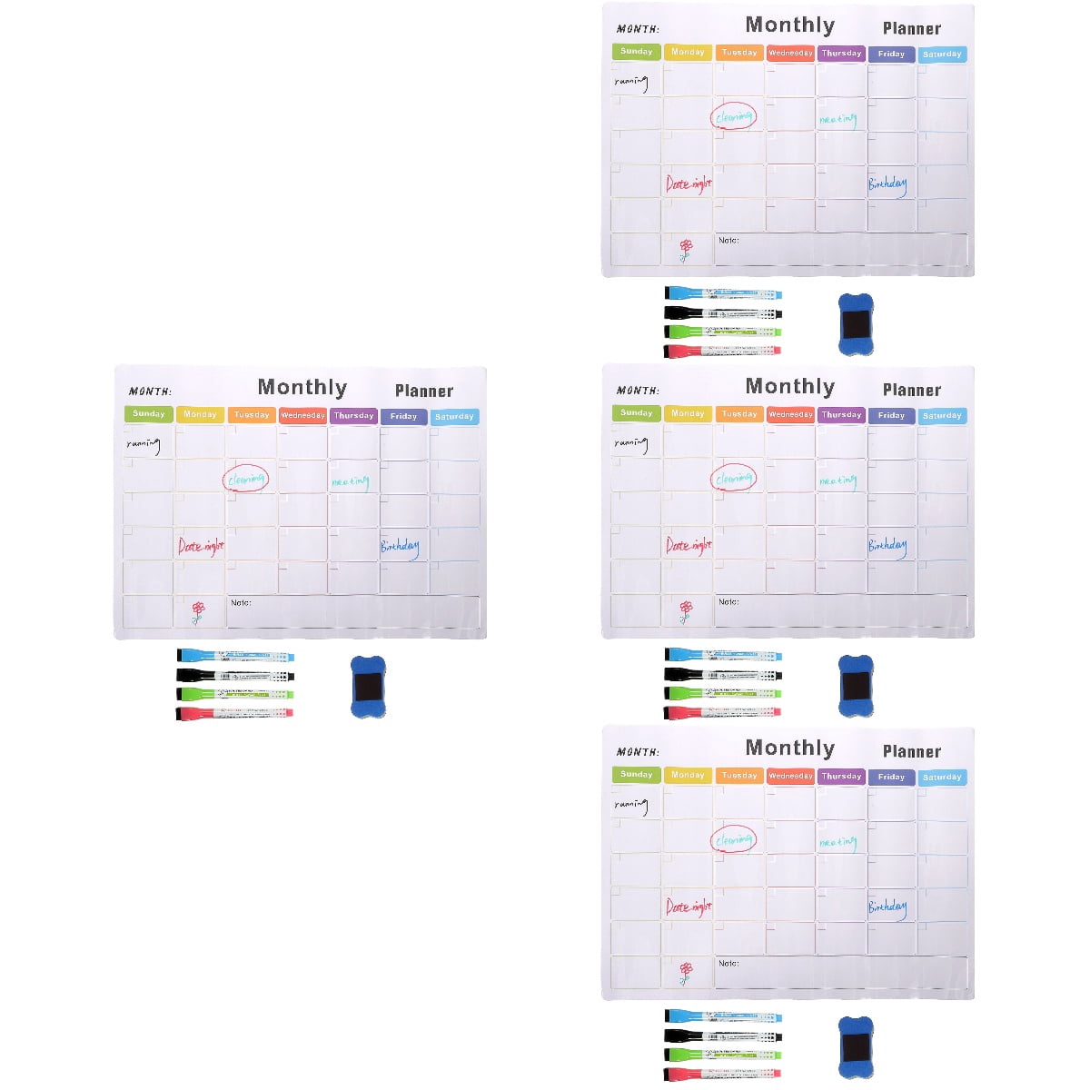 OUNONA 4 Sets of Daily Use Memo Board Monthly Planning Planner Board ...