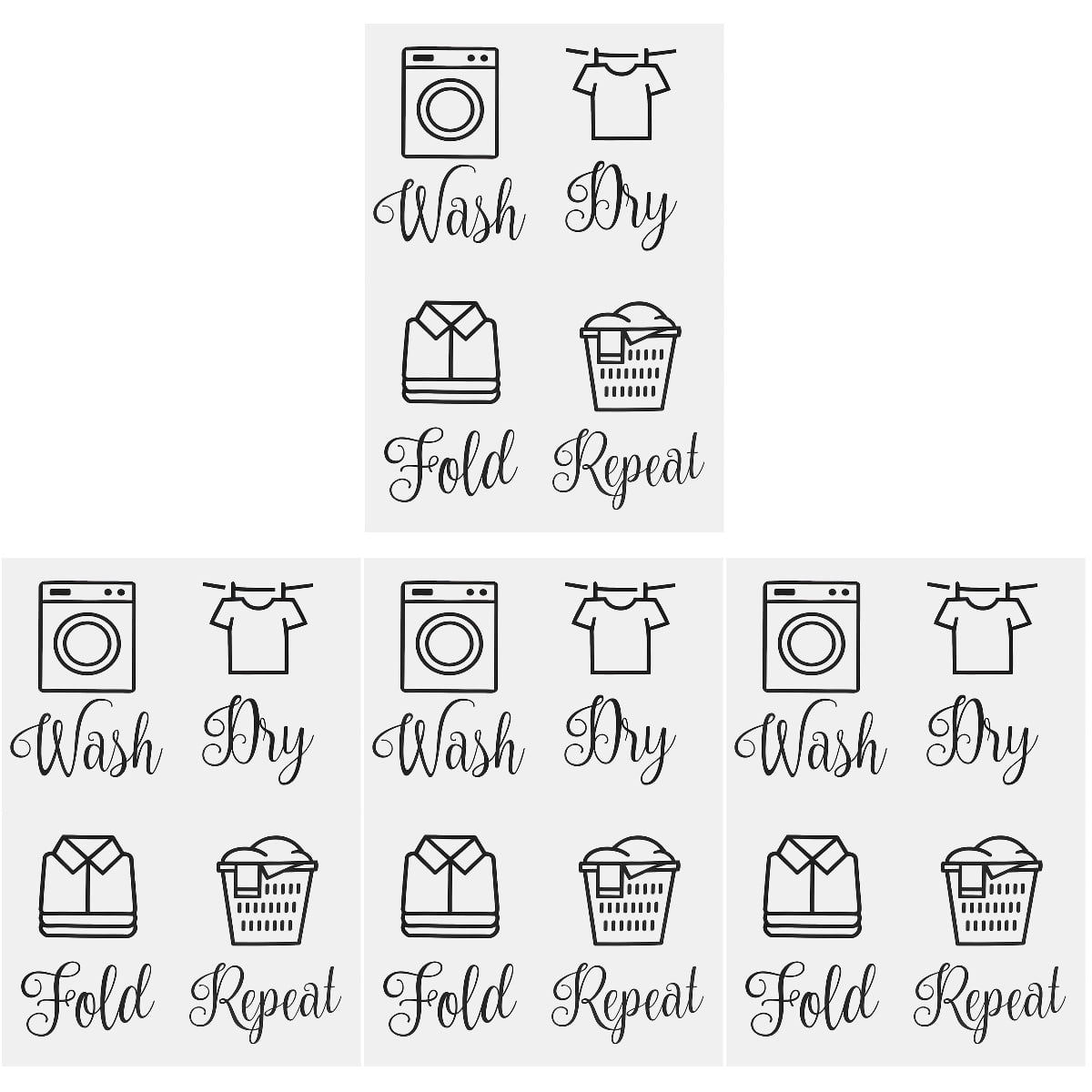 OUNONA 4 Sets of Laundry Room Decals Wash/Repeat/Fold/Dry Signs ...