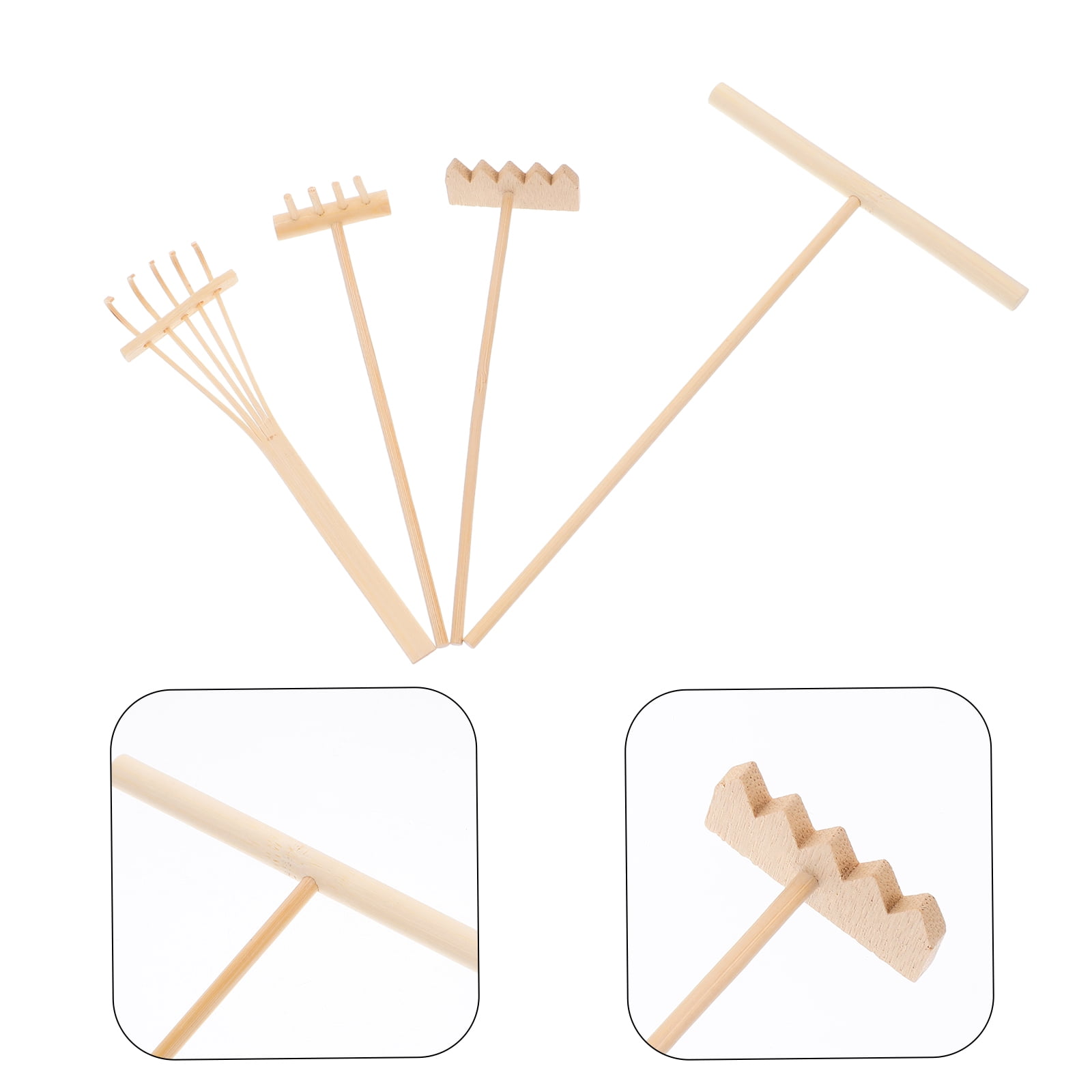 WEAVILUX Bamboo Rake for Sand and Mini Gardens Beige Plastic Decor Tool ...