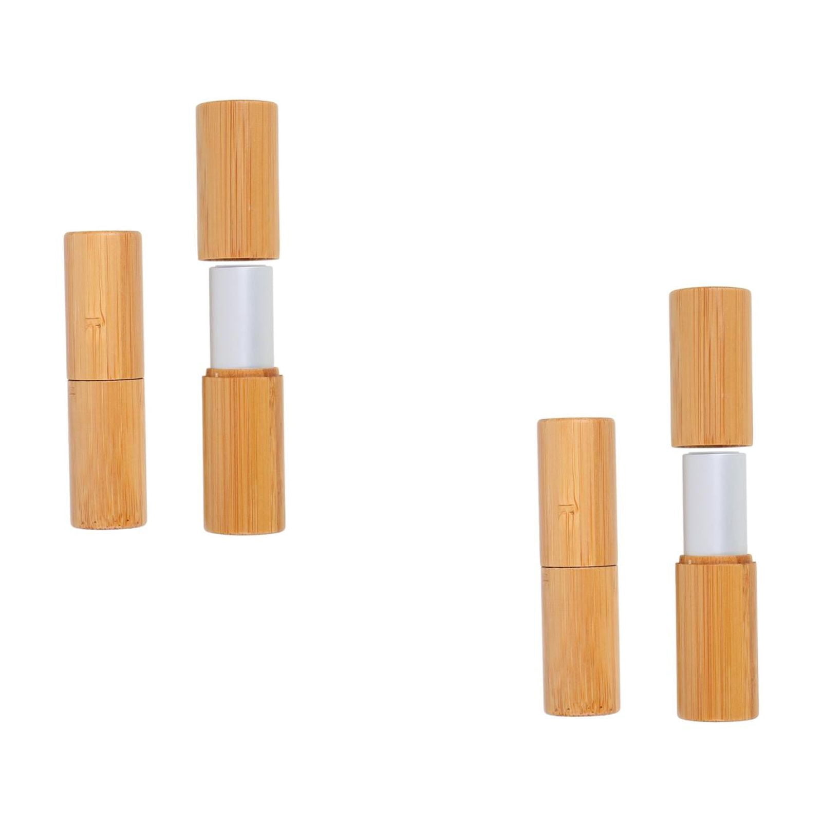 OUNONA 4 pcs Diy Bamboo Lipstick Tube Lip Gloss Container Refillable ...