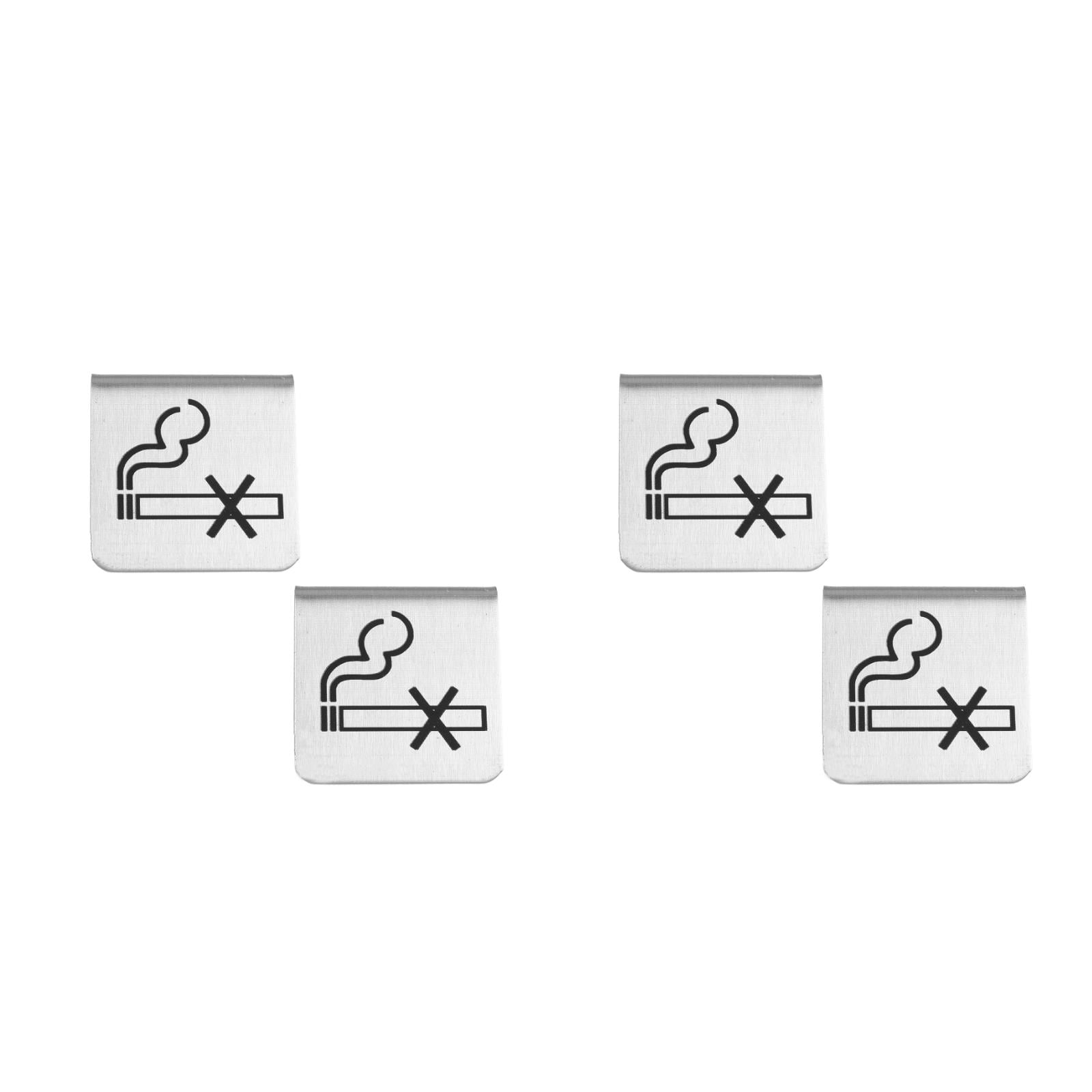 OUNONA 4 pcs Double-Sided No Smoking Table Tent Signs Stainless Steel ...