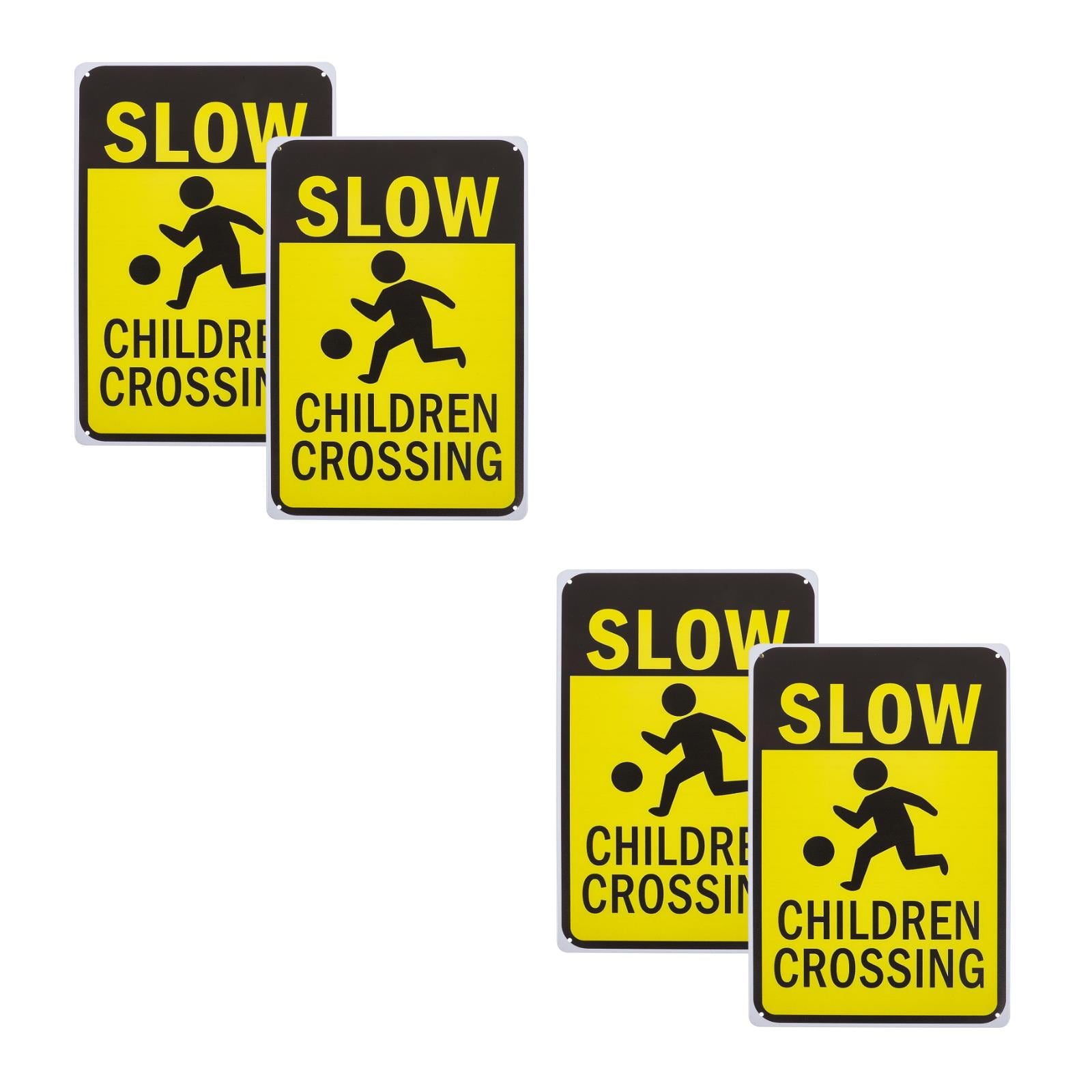 OUNONA 4 pcs Street Safety Signs Children Crossing Sign Slow Down iron ...