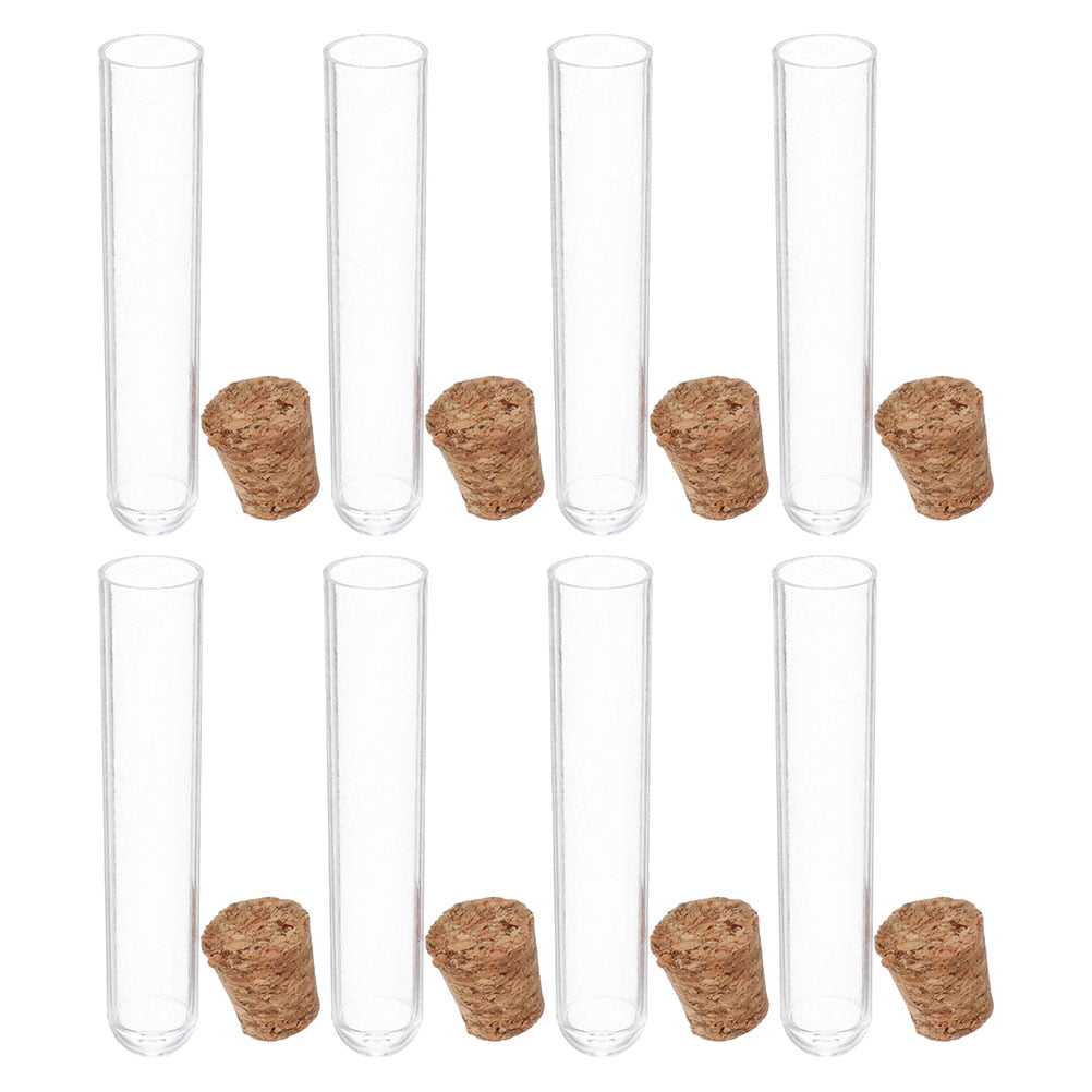 OUNONA 40 Pcs Clear Plastic Test Tubes With Cork Stopper Small Test ...