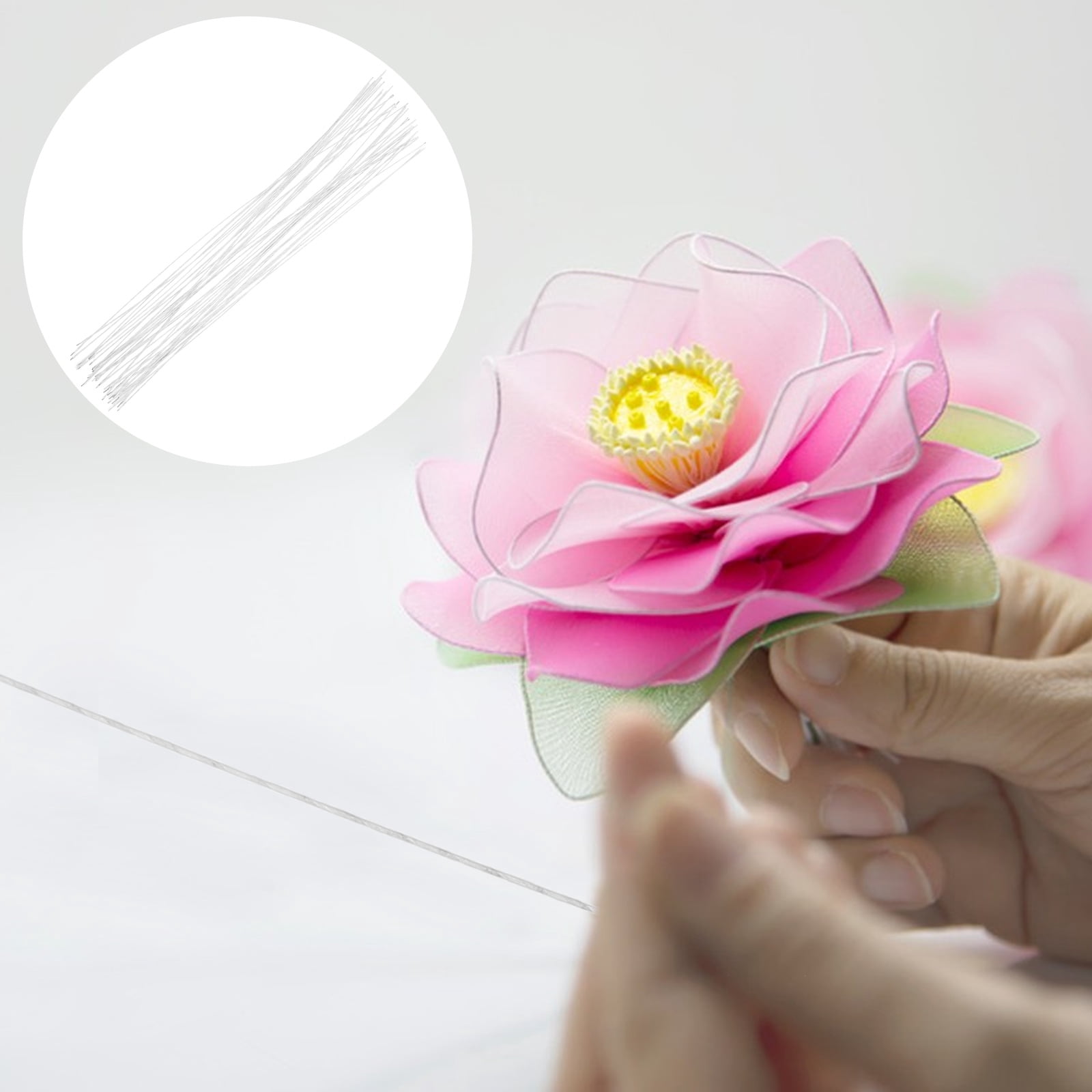 OUNONA White Floral Wire Stems for Replacement 40 Pcs Durable Iron Wire ...