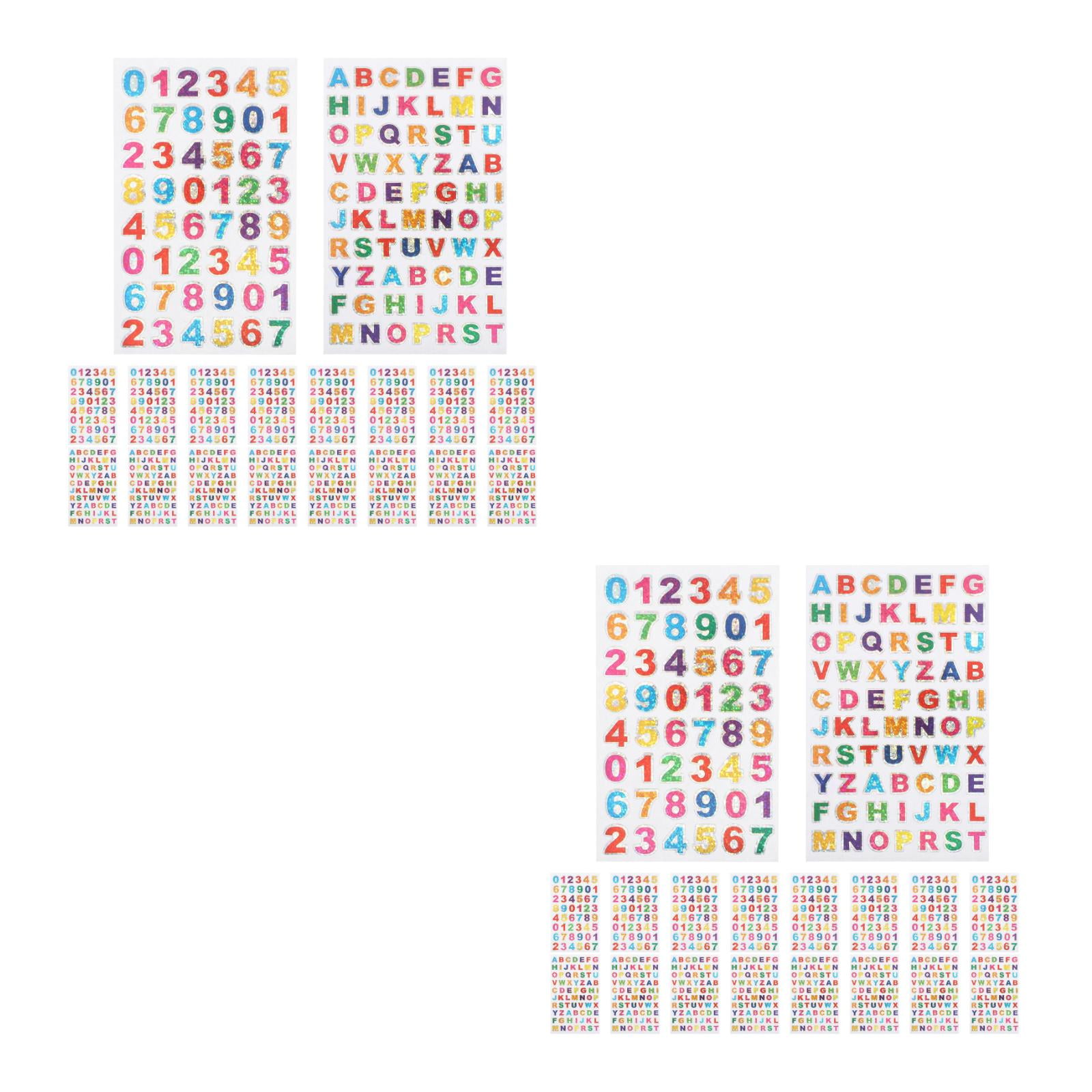 OUNONA 40 Sheets of Shiny Alphabet Number Decals Alphabet Stickers ...