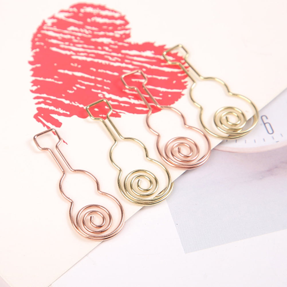 OUNONA 40pcs Music Paper Clips Cute Metal Guitar Shaped Bookmark Clips ...