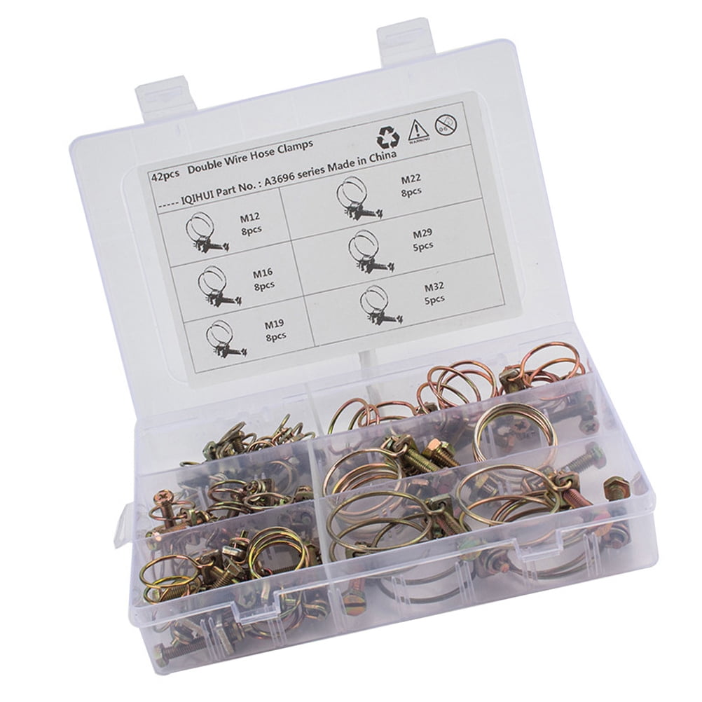 OUNONA 42 Pcs Double Wire Hoop Water Hose Nozzle Line Clamp Pipe Clamps ...