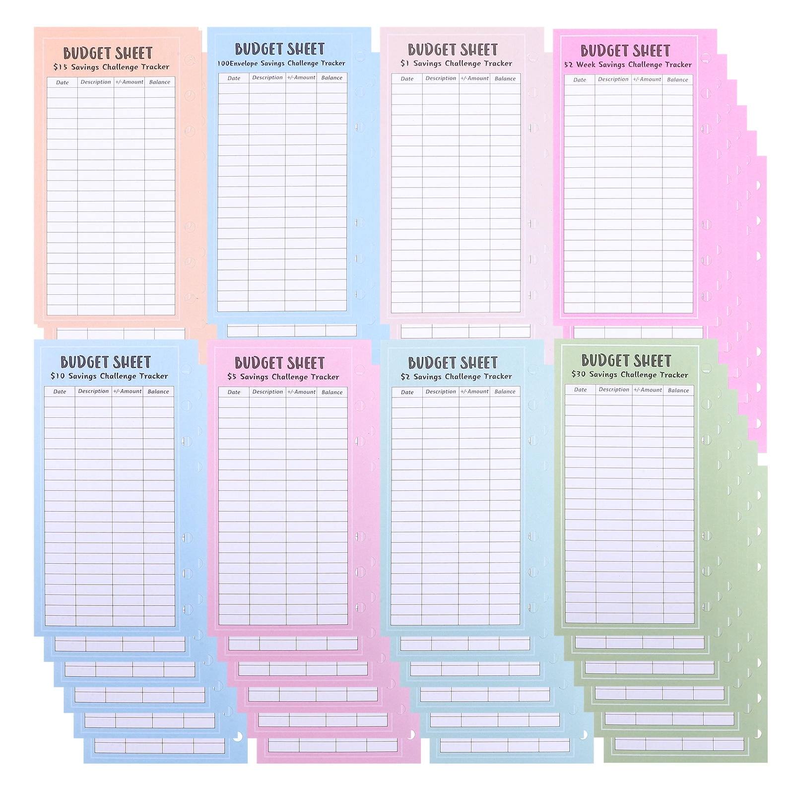 OUNONA 48 Sheets of Saving Challenge Sheets Binder Cash Recording ...