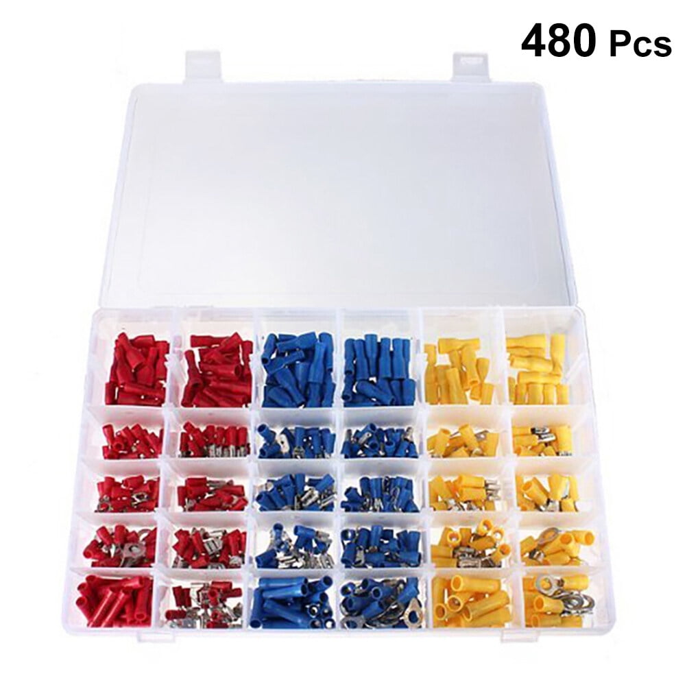 OUNONA 480Pcs Cold-Pressed Terminal Kit Wire Connectors with Box Tinned ...