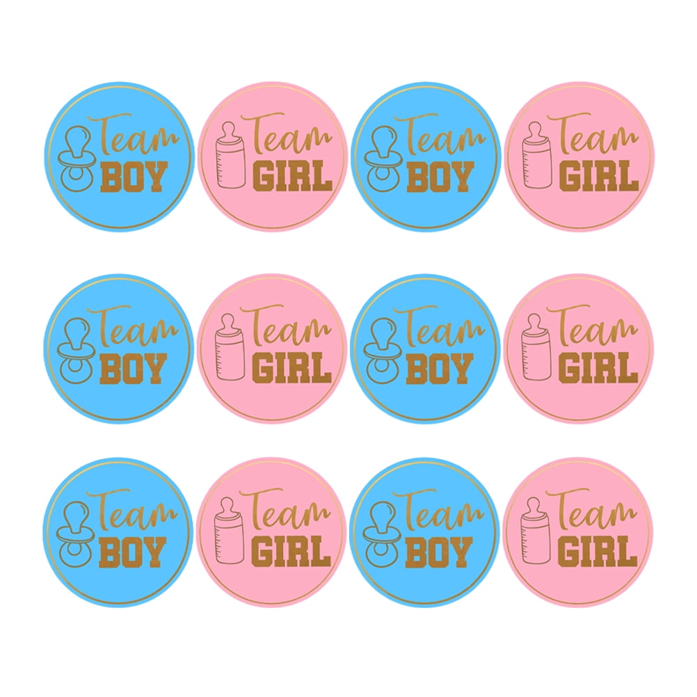 OUNONA 48PCS Gender Reveal Stickers Self-Adhesive Team Boy and Team ...