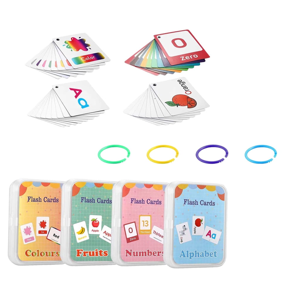 OUNONA 4PCS Fruit Color Flash Cards Multi-functional Flash Cards ...