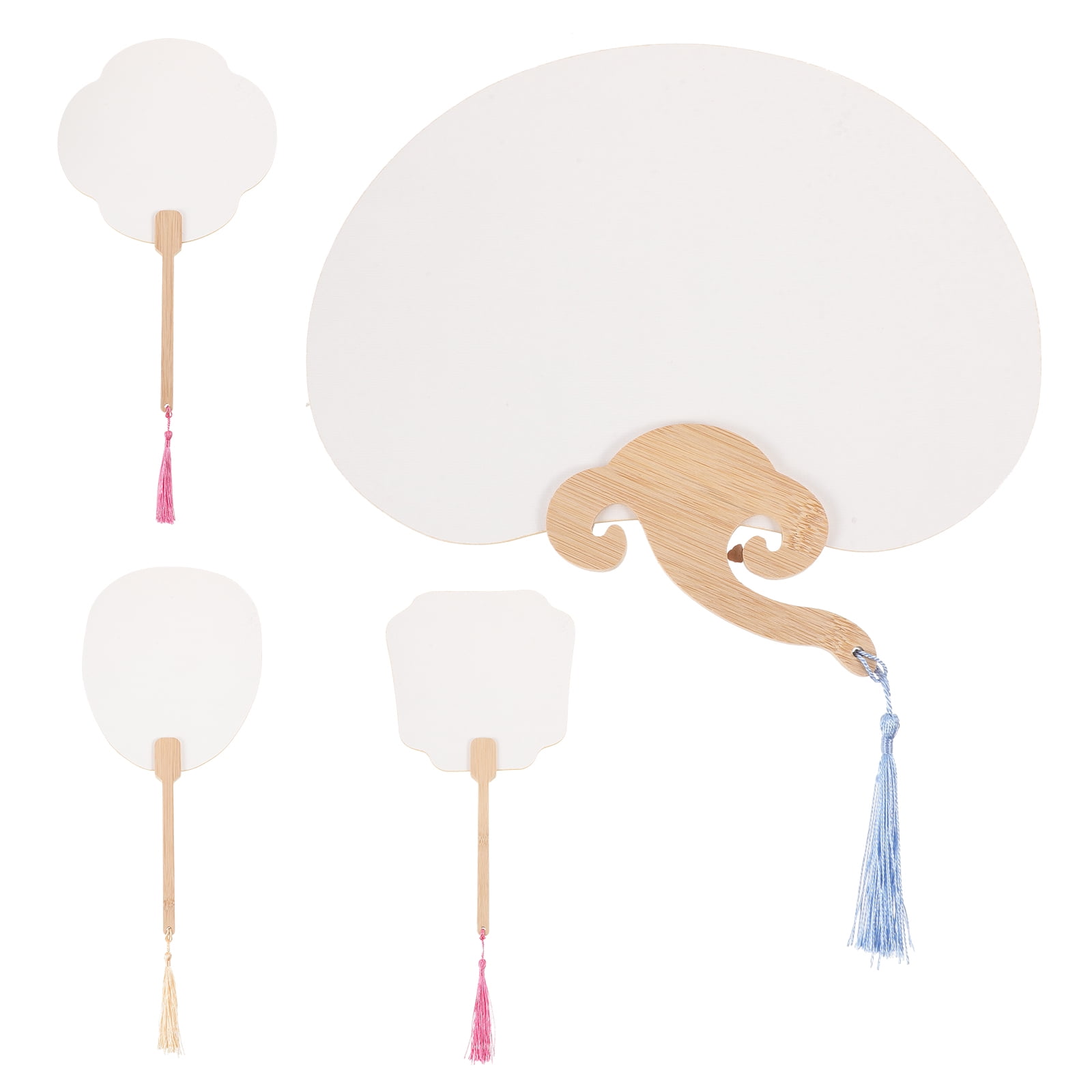 OUNONA 4Pcs Blank Handheld Fans Blank Paper Fans DIY Paper Fans Blank ...