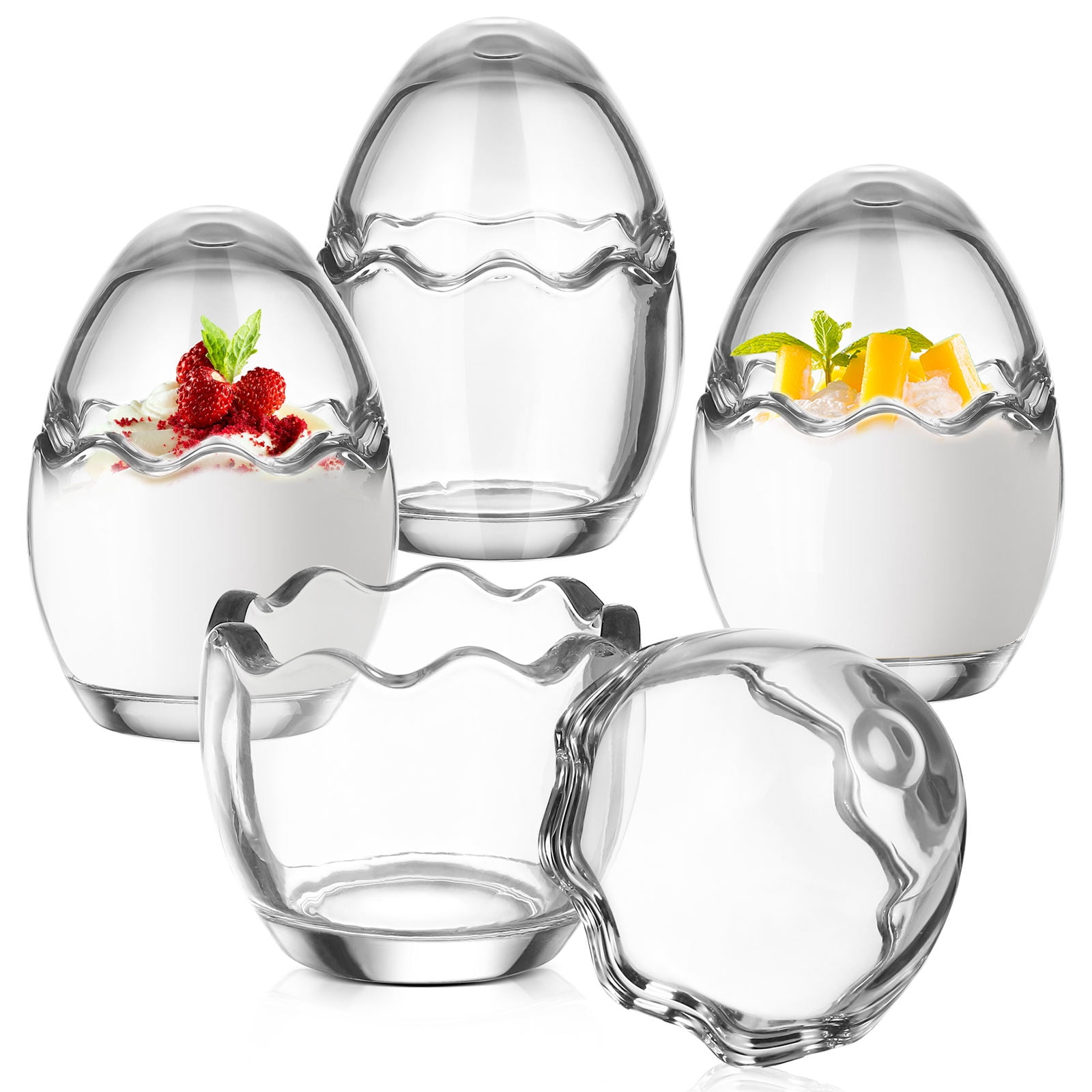 OUNONA 4pcs Glass Pudding Cups Transparent Dessert Jars Simple Design ...