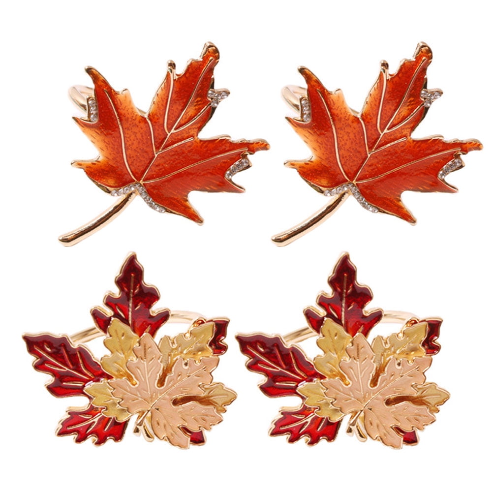 Ounona, 4Pcs Maple Leaf Napkin Rings, Thanksgiving Decorative Napkin Buckles - Walmart.com
