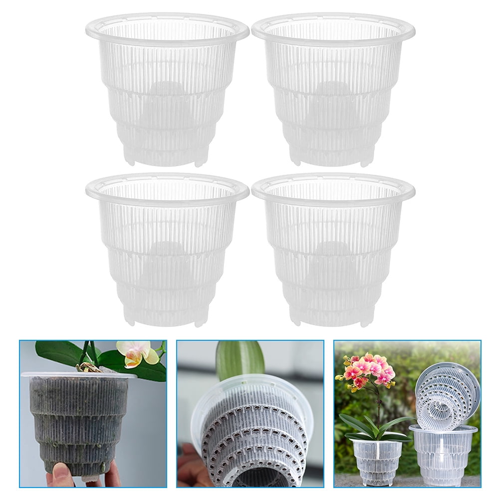 OUNONA 4Pcs Orchid Pot with Breathing Holes Slotted Plastic Planter for ...