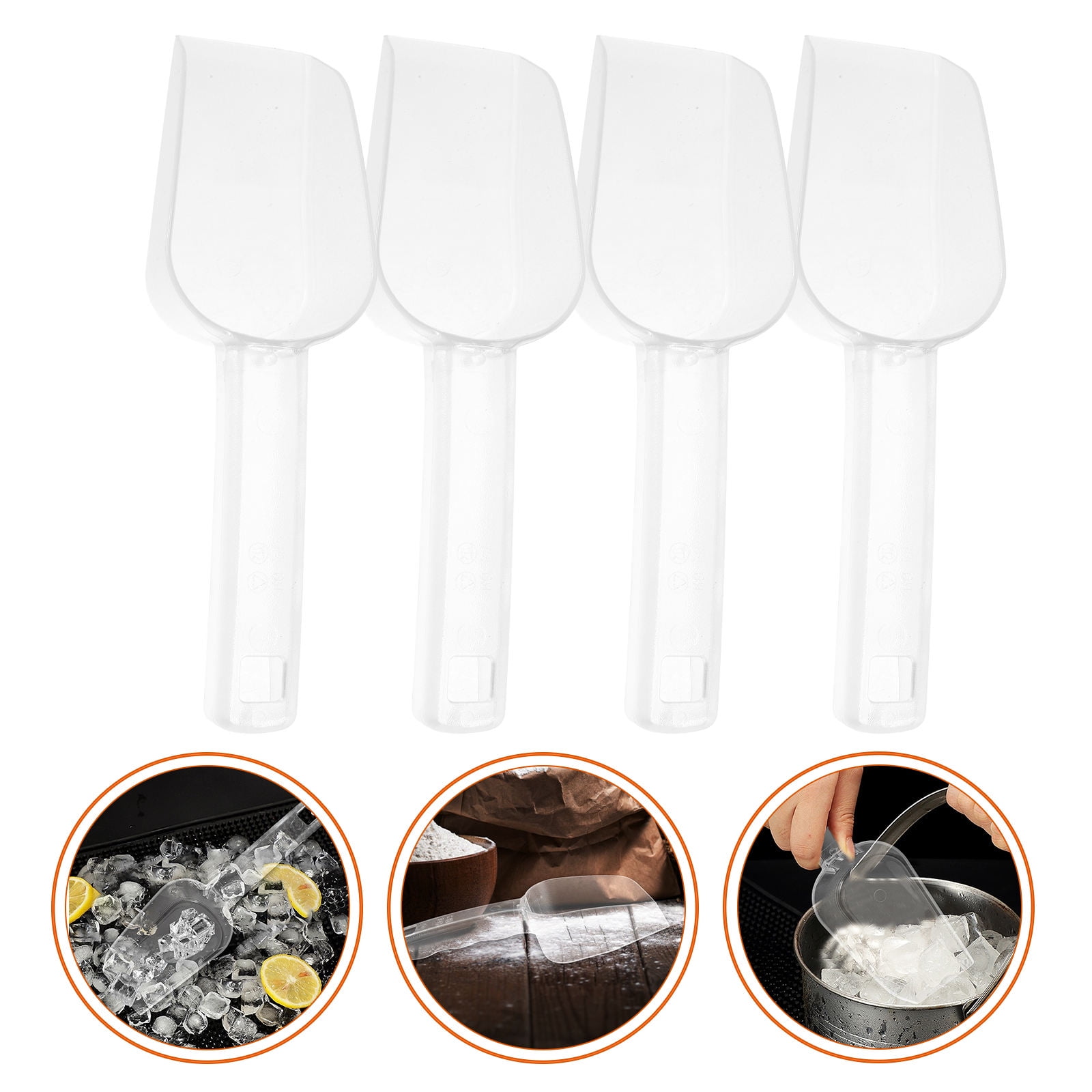 WEAVILUX 4-Piece Transparent Plastic Scoop Set for Kitchen, Ice, Flour ...