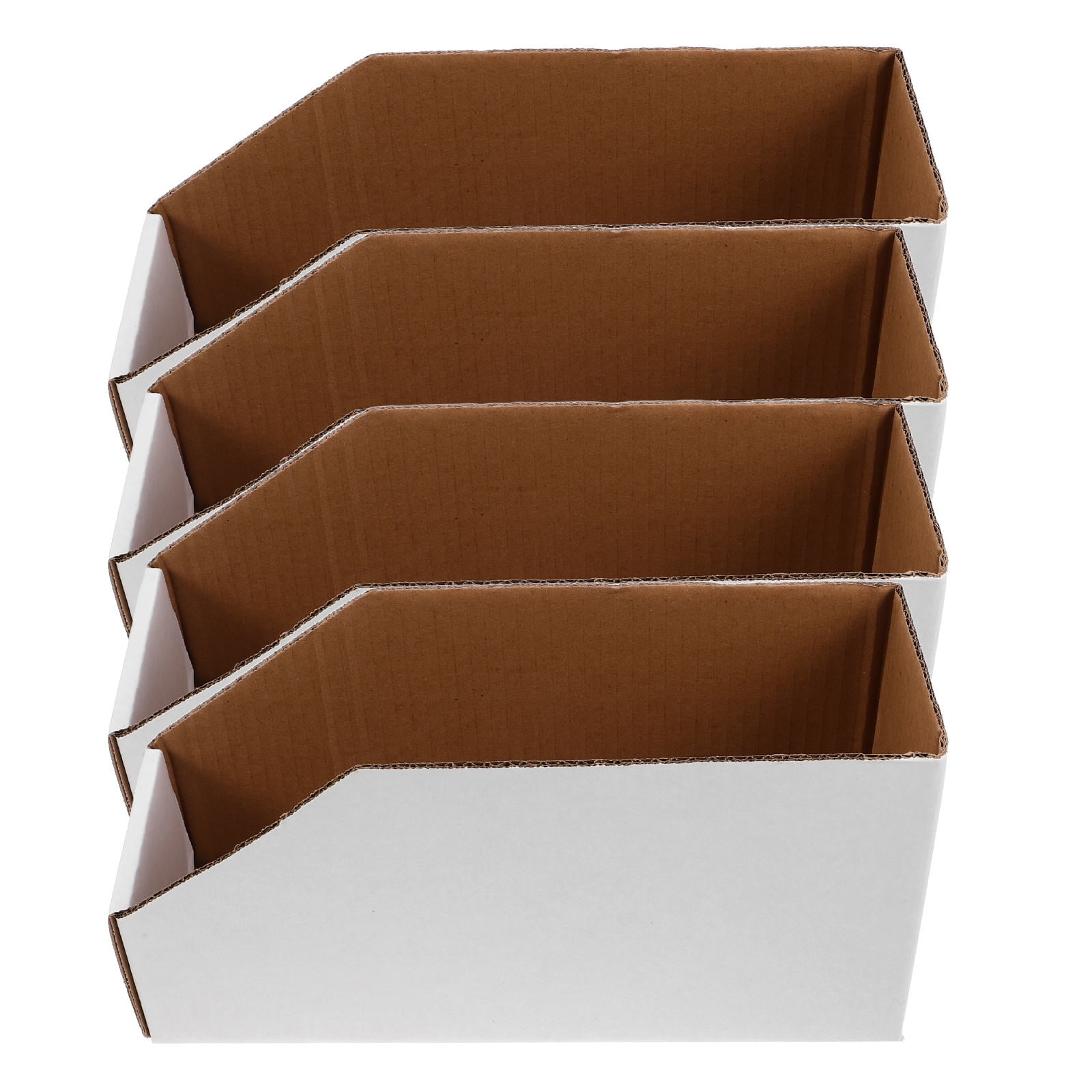OUNONA 4pcs Cardboard Storage Box Slanted Open Top Heavy-Duty 5-Tier ...