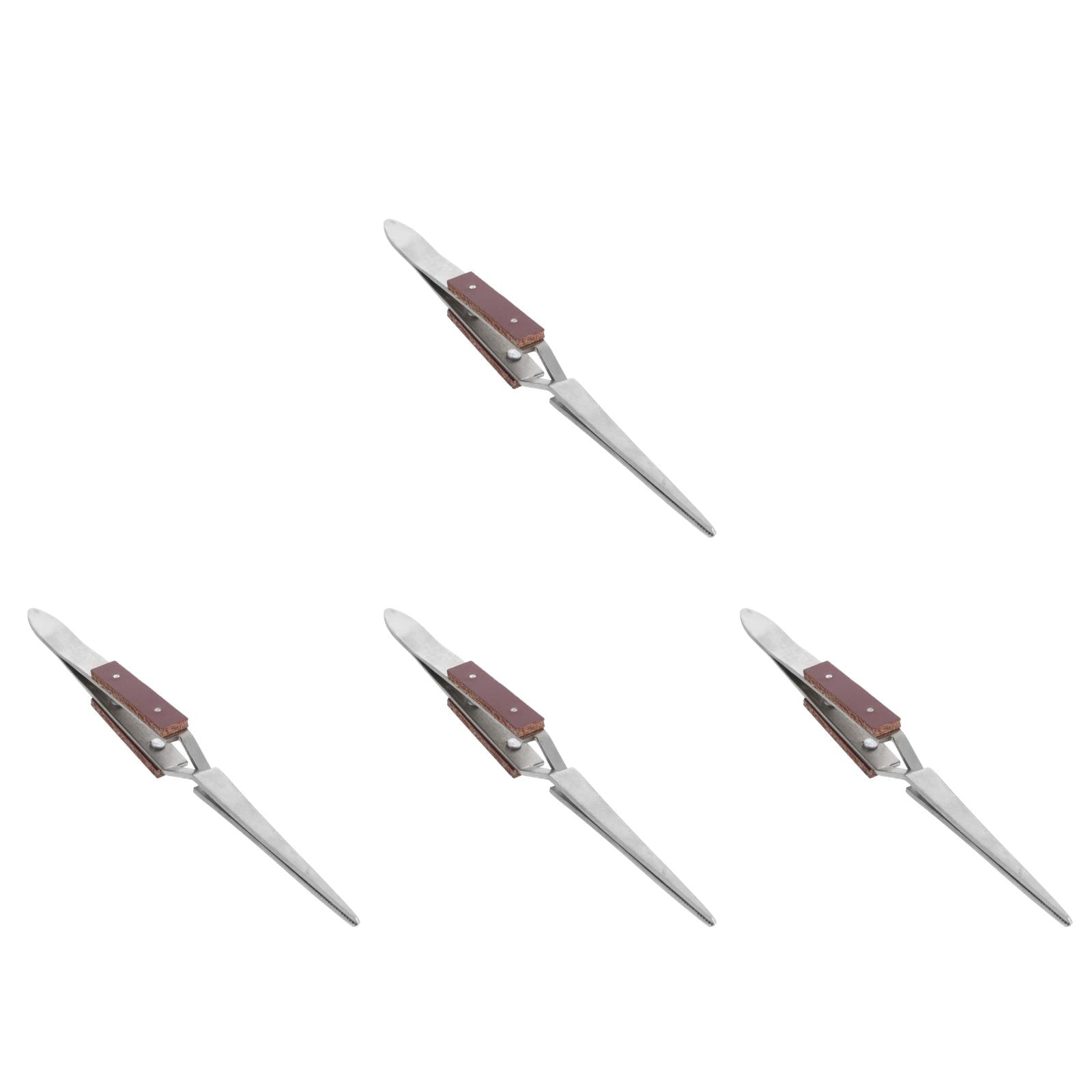 OUNONA 4pcs Cross Locking Tweezers with Fiber Grip Precision Stainless ...