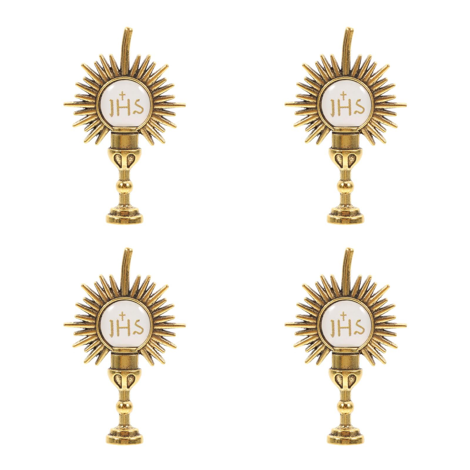 OUNONA 4pcs First Communion Cross Lapel Pin Zinc Alloy Religious Brooch ...