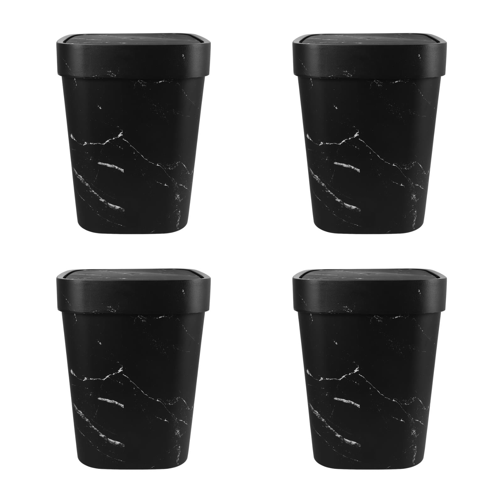 OUNONA 4pcs Flip Lid Trash Can Marble Pattern Small Trash Can Bathroom ...