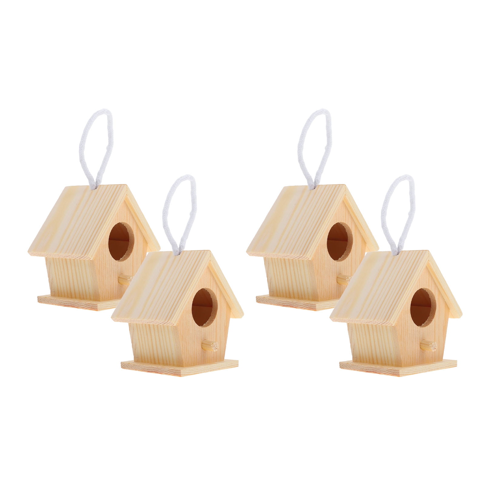 OUNONA 4pcs Mini Bird House Kits Unfinished Wood Bird Houses Outdoor ...