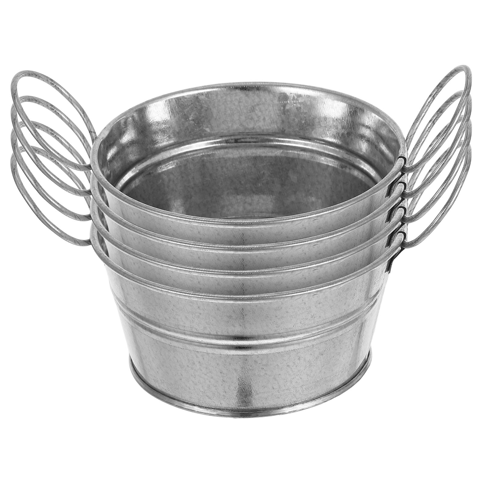 OUNONA 4pcs Mini Buckets Galvanized Bucket With Handles Iron Planters ...