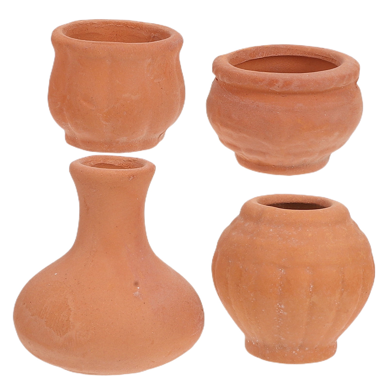 OUNONA 4pcs Mini Red Pottery Flower Pots Small Terracotta Planters Tiny ...