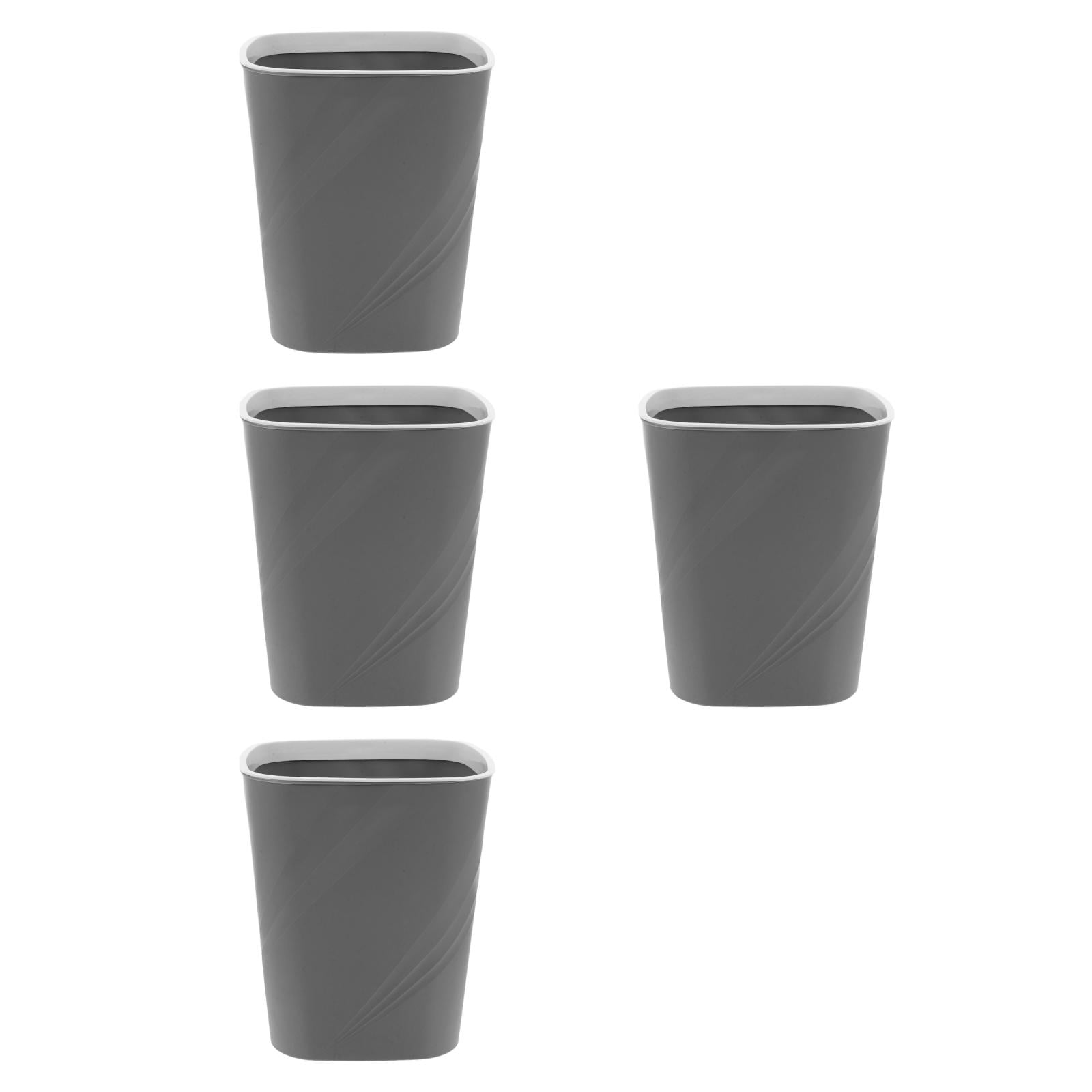 OUNONA 4pcs Plastic Trash Grey Garbage Bin Large Wastebasket Trash ...