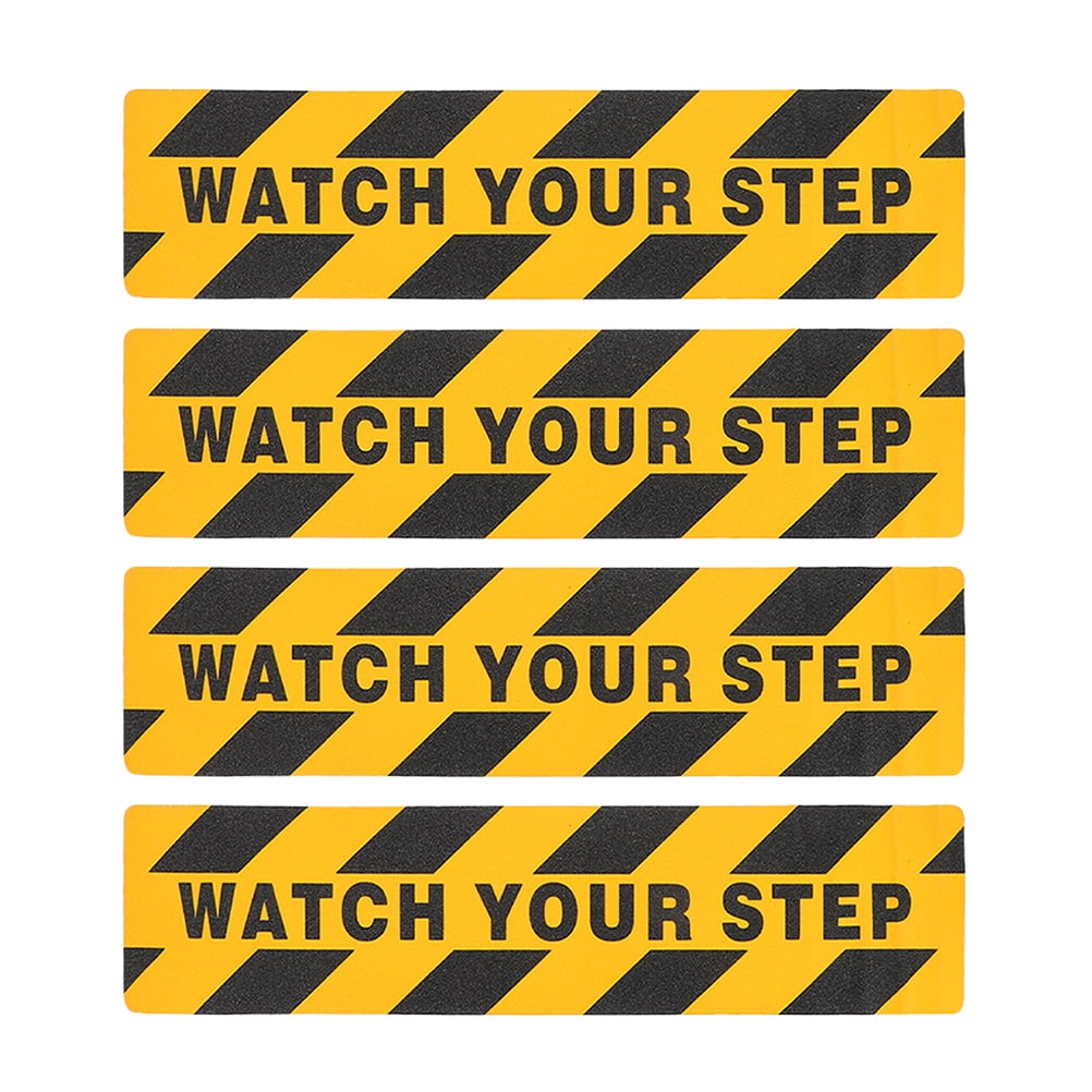 OUNONA 4pcs Safety Watch Your Step Stickers Anti-Slip Strip Floor Tape ...