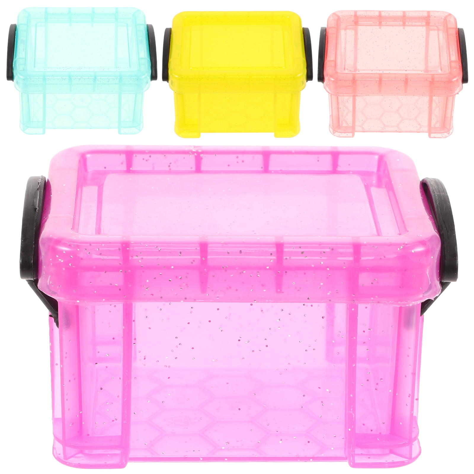 OUNONA 4pcs Small Containers with Locking Lids Clear Plastic Box Arts ...