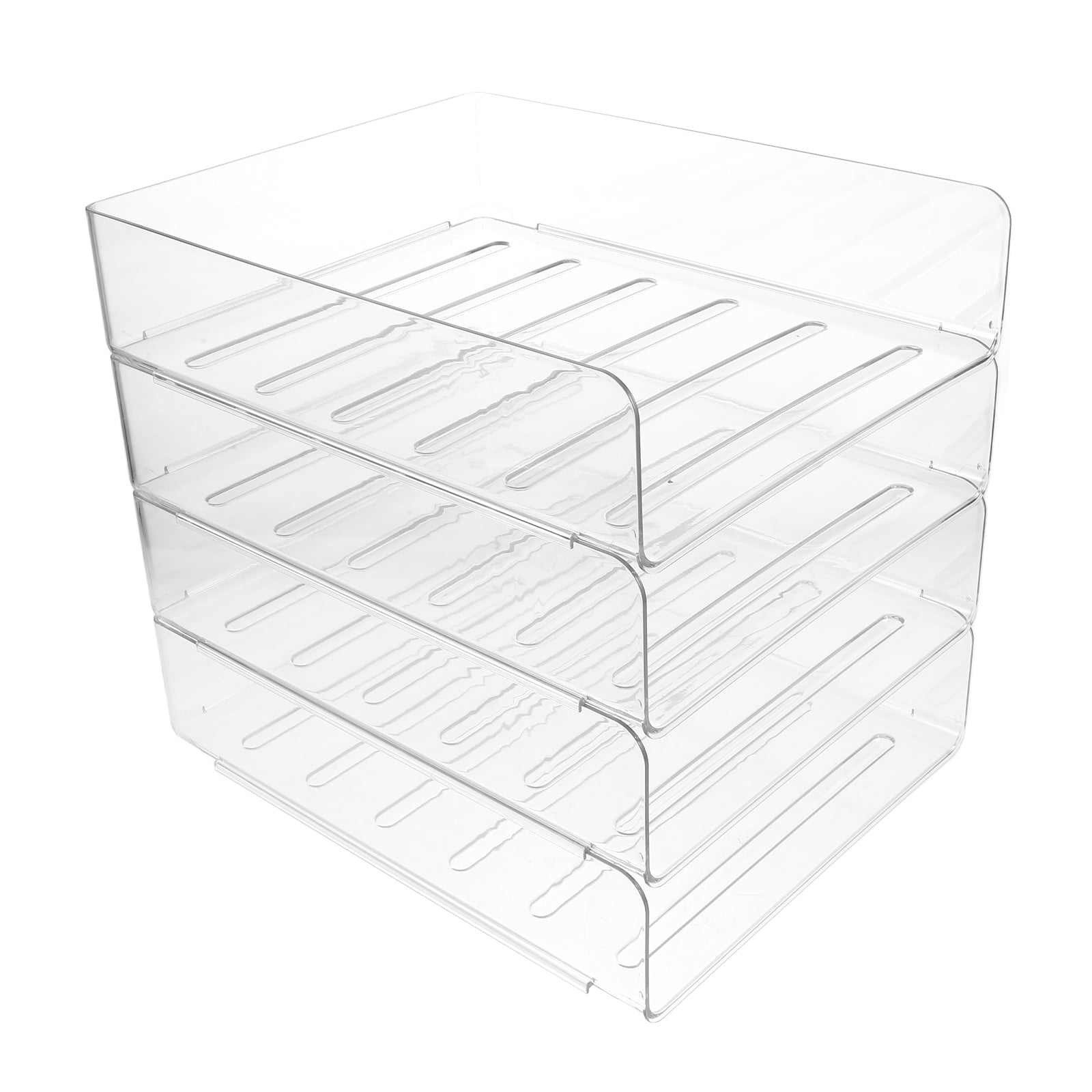 OUNONA 4pcs Stackable Clear Desk Trays File Letter Trays Plastic Paper ...