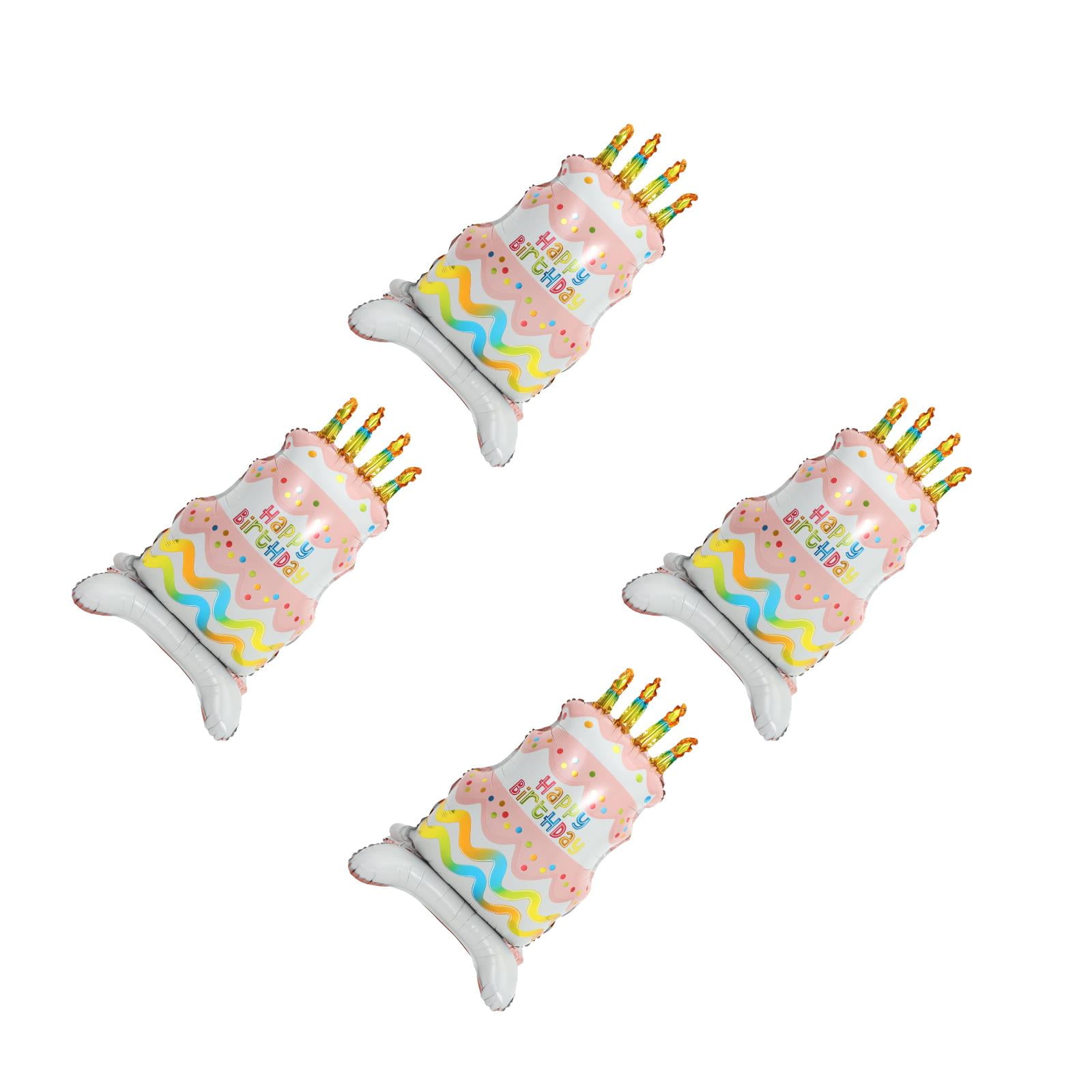 OUNONA 4pcs Standing Happy Birthday Cake Balloon Birthday Party Balloon ...
