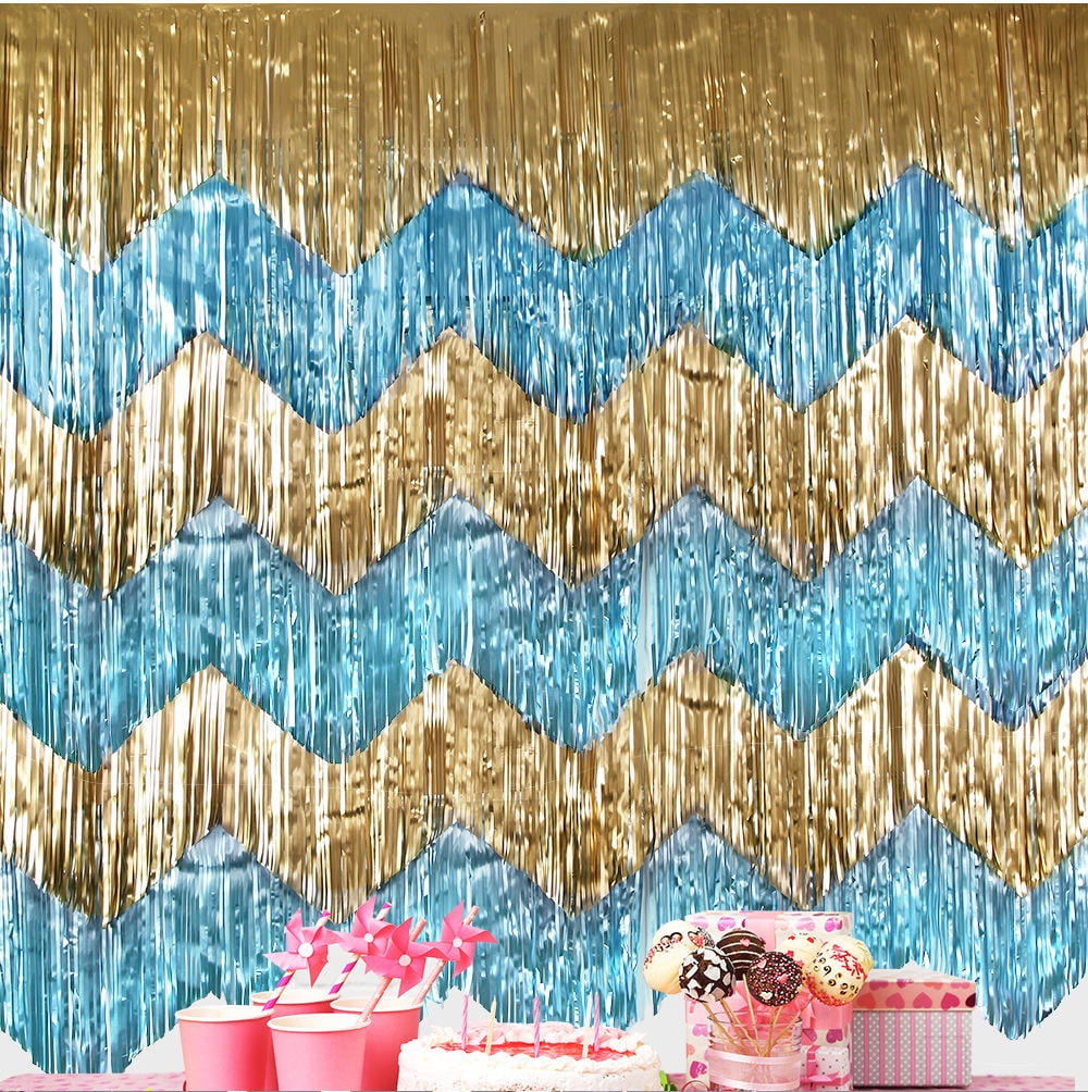 OUNONA 4pcs Tinsel Foil Fringe Curtains Photo Booth Props Tinsel ...