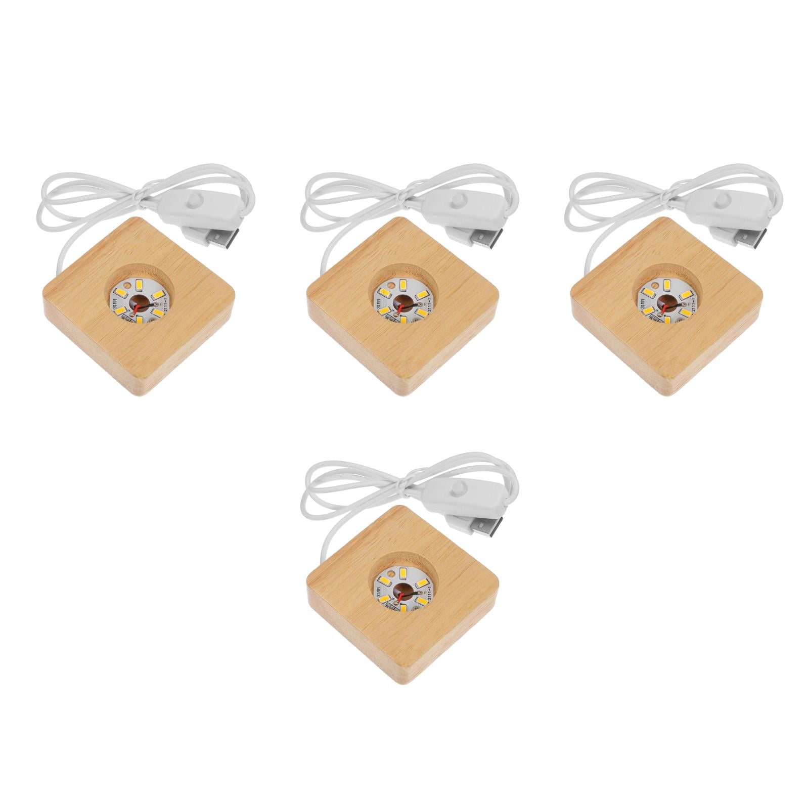 OUNONA 4pcs Wooden Led Light Display Base For Crystal Ball And Lamps ...