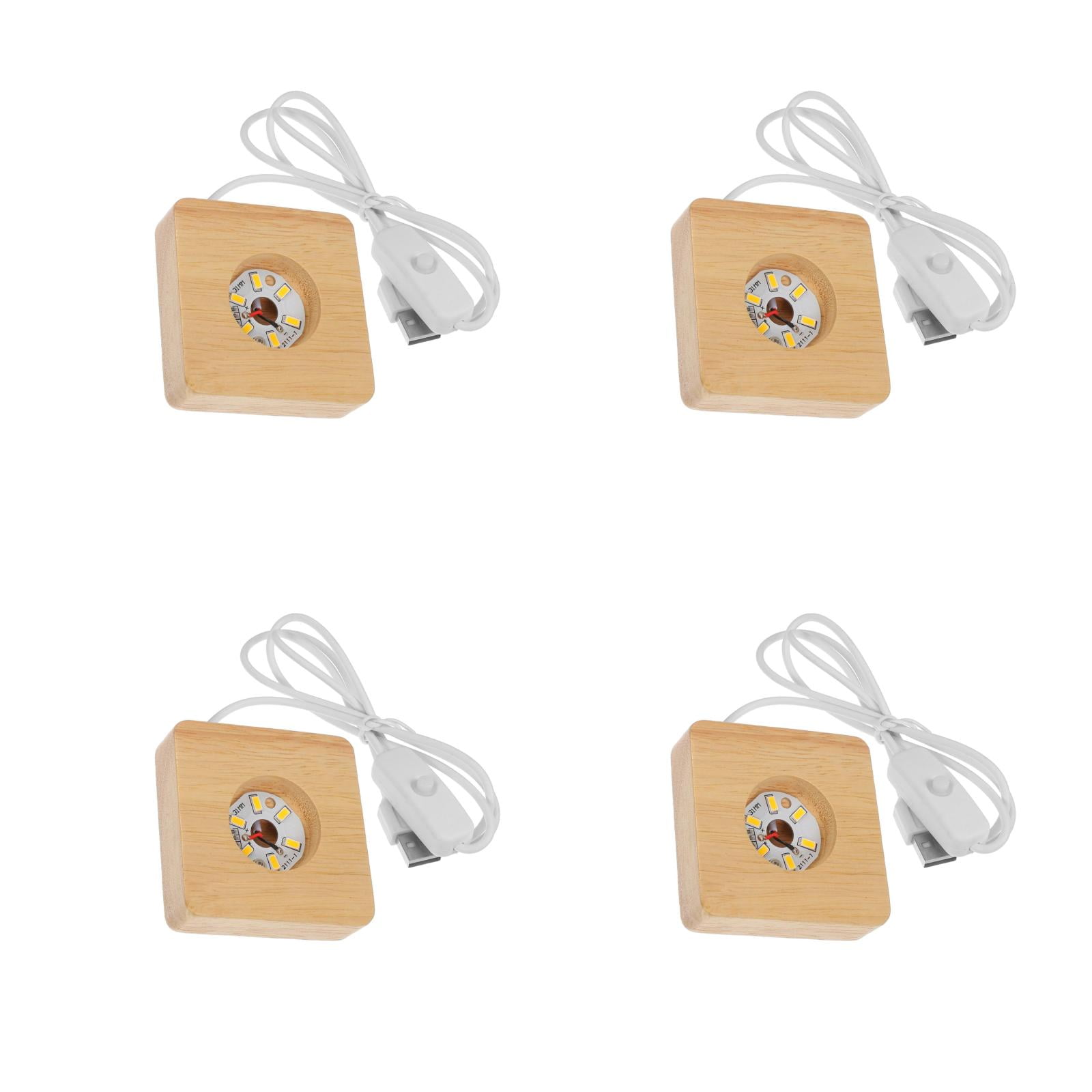 OUNONA 4pcs Wooden Led Light Display Base For Crystal Ball And Lamps ...