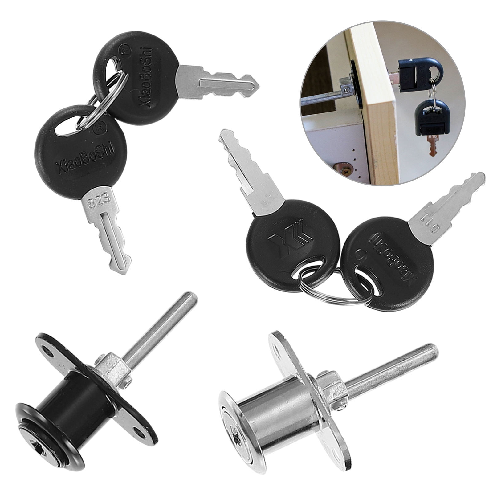 OUNONA 4pcs Zinc Alloy Office Desk Lock Cylinder Plunger Lock Drawer ...