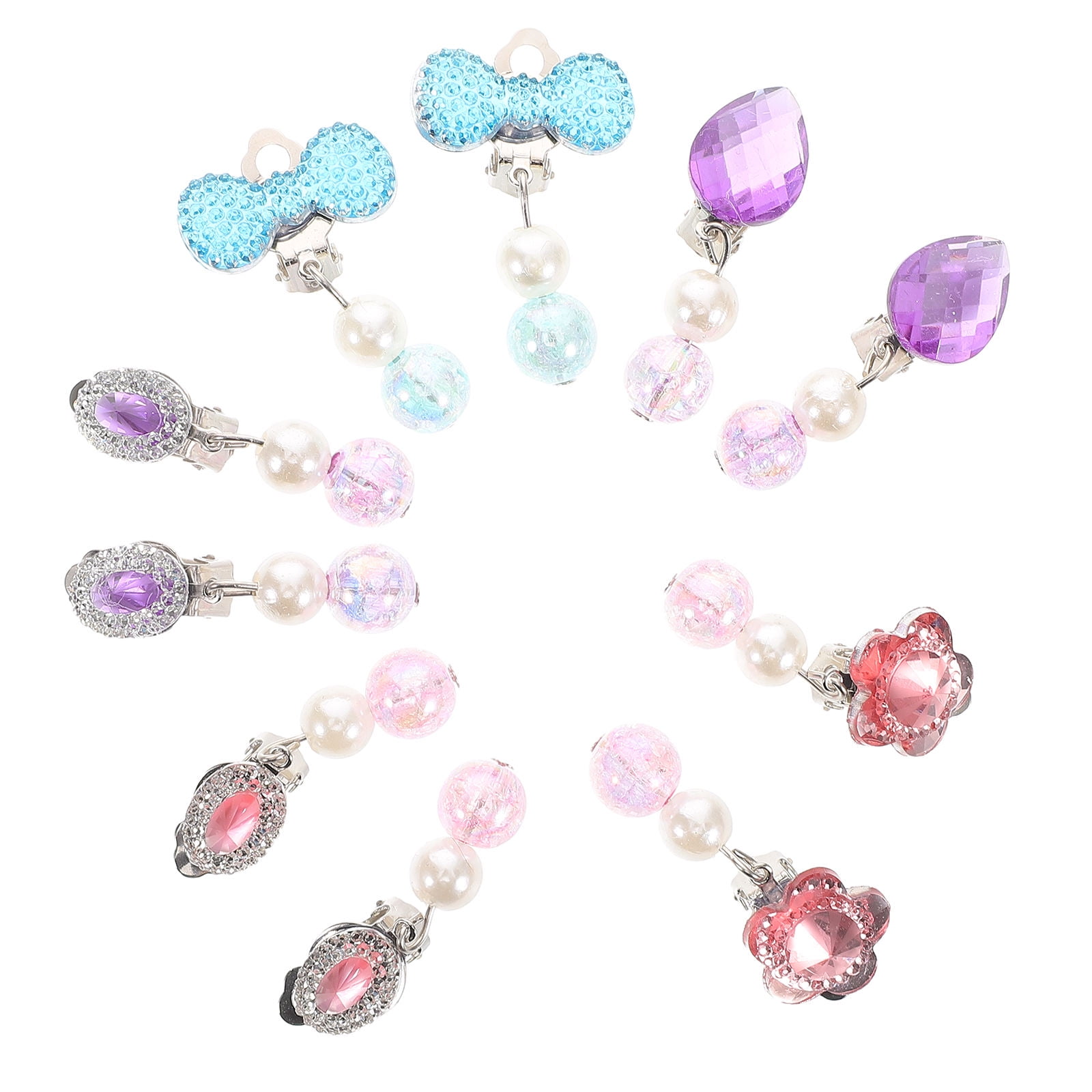 OUNONA 5 Pairs Clip on Earrings Jewelry Dress up Earrings Cute Heart ...