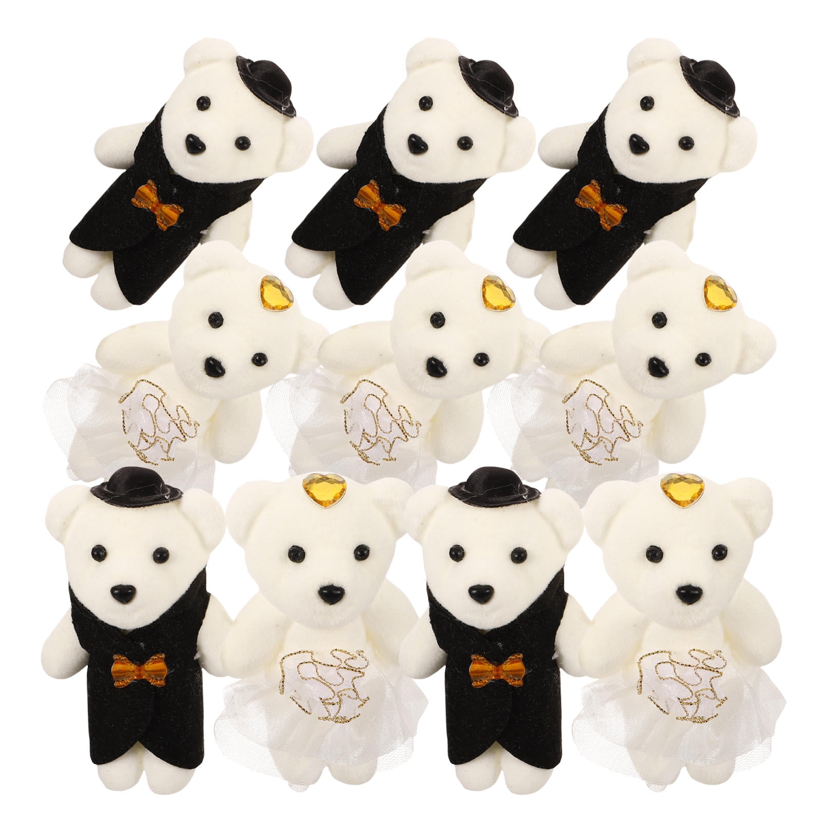 OUNONA 5 Pairs of Wedding Stuffed Bear Doll Bride and Groom Wedding ...
