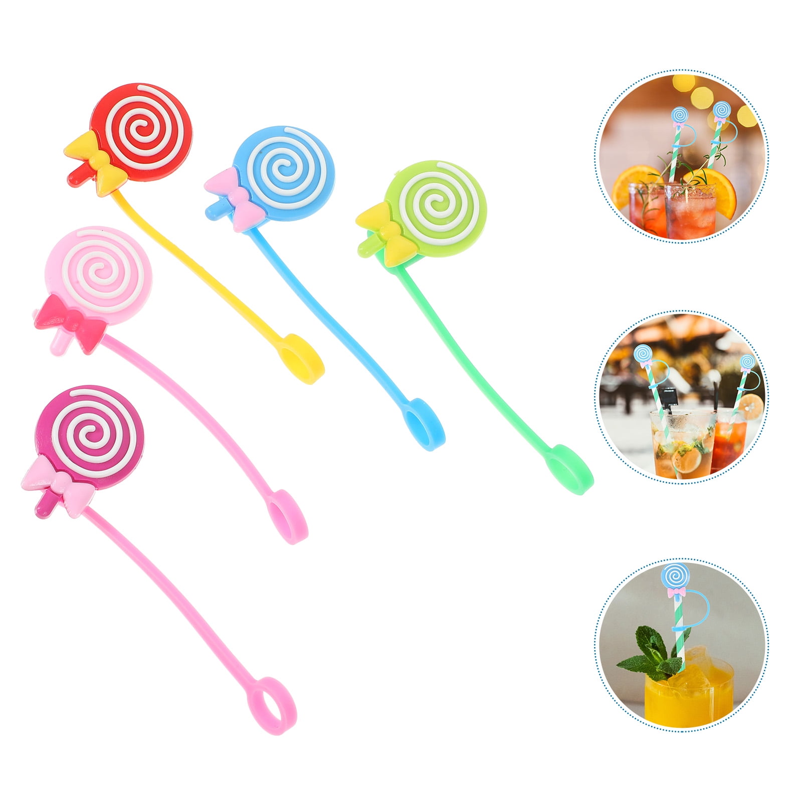 OUNONA 5 Pcs Straw Toppers Transparent Toddler .00X2.00X0.08CM ...